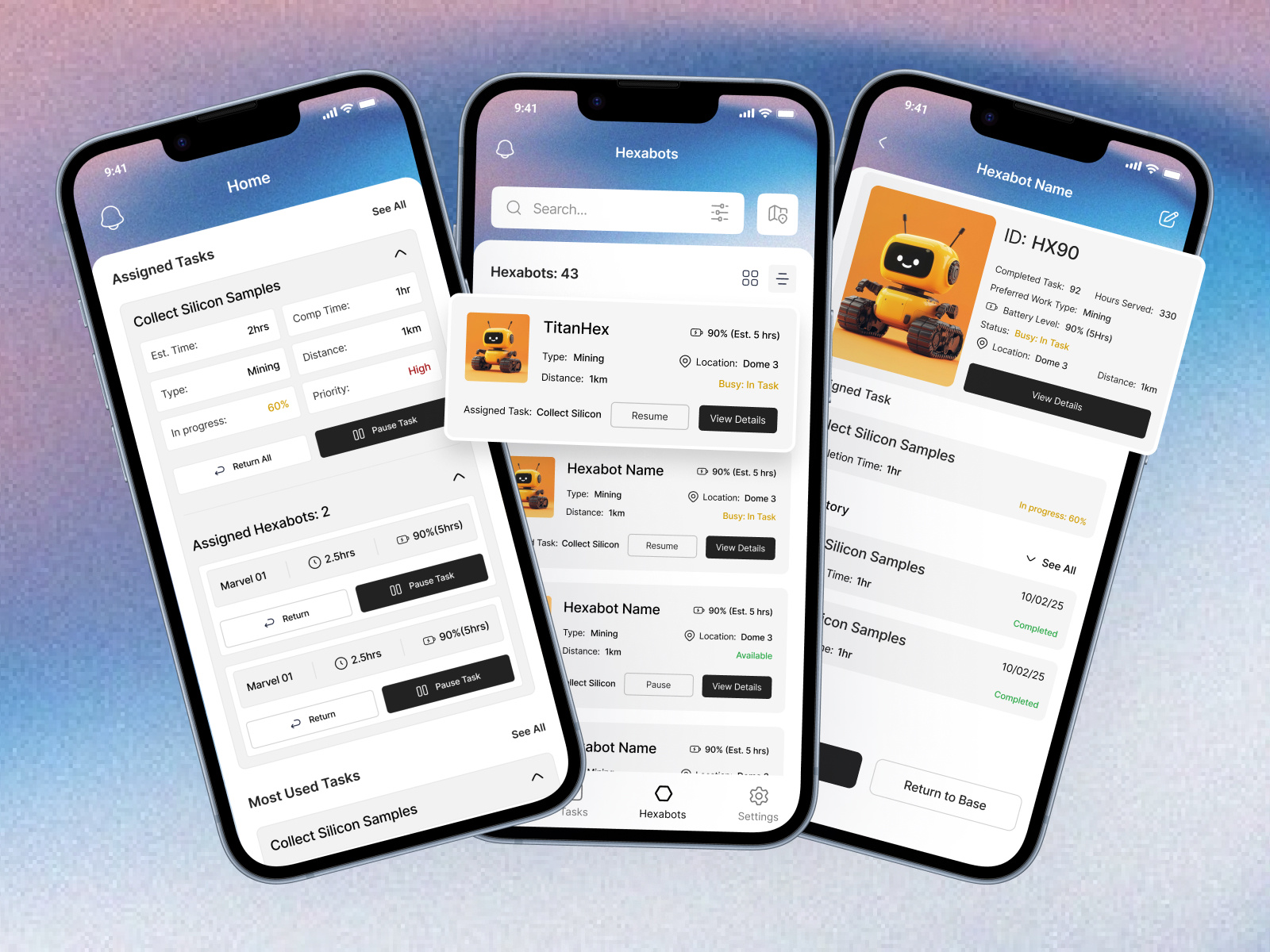 Hexabot Management Mobile App – Task & Robot Control UI by Emon Datta on Dribbble