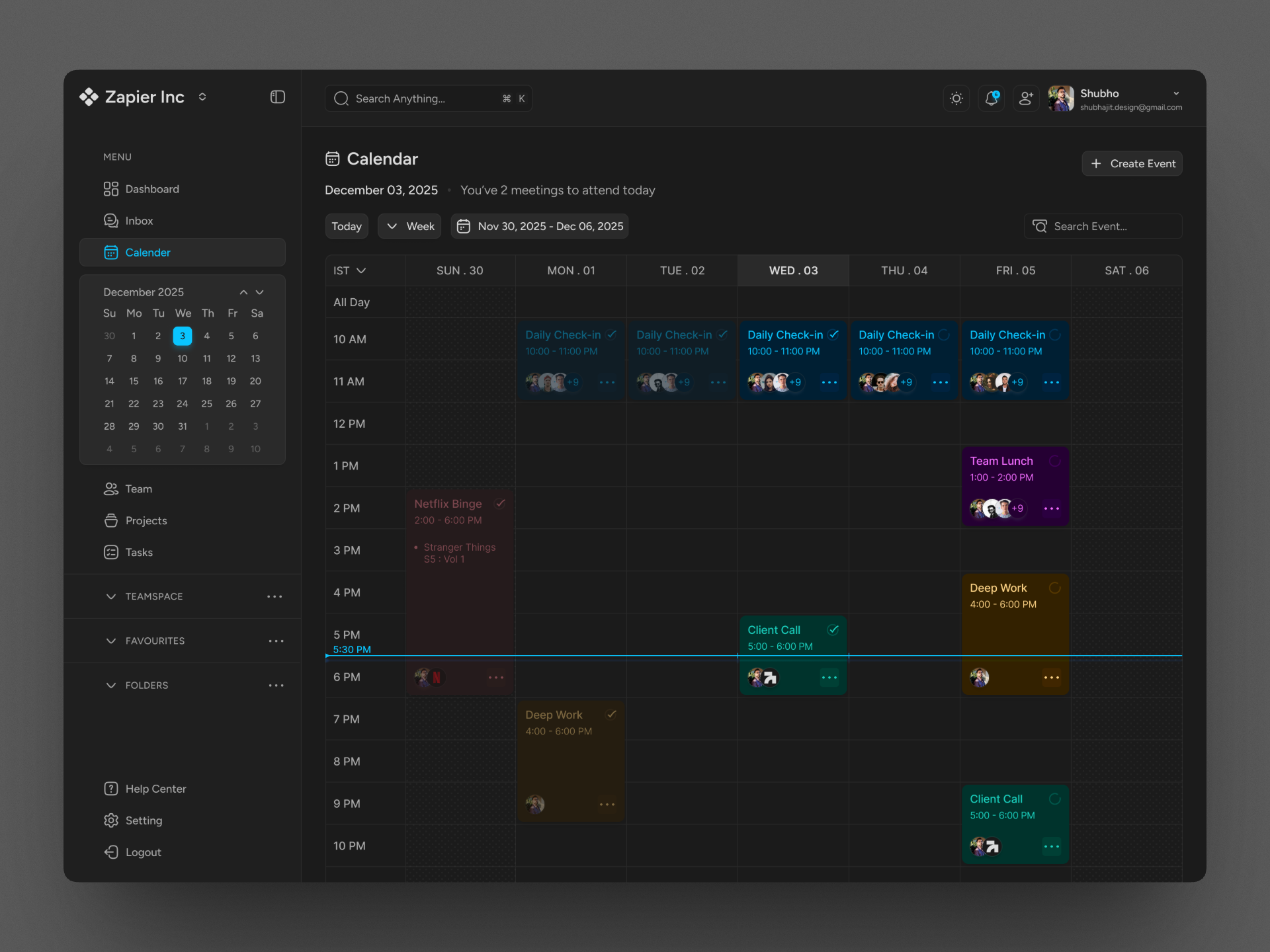 Calendar Screen Dashboard UI Design by Shubhajit Malakar on Dribbble
