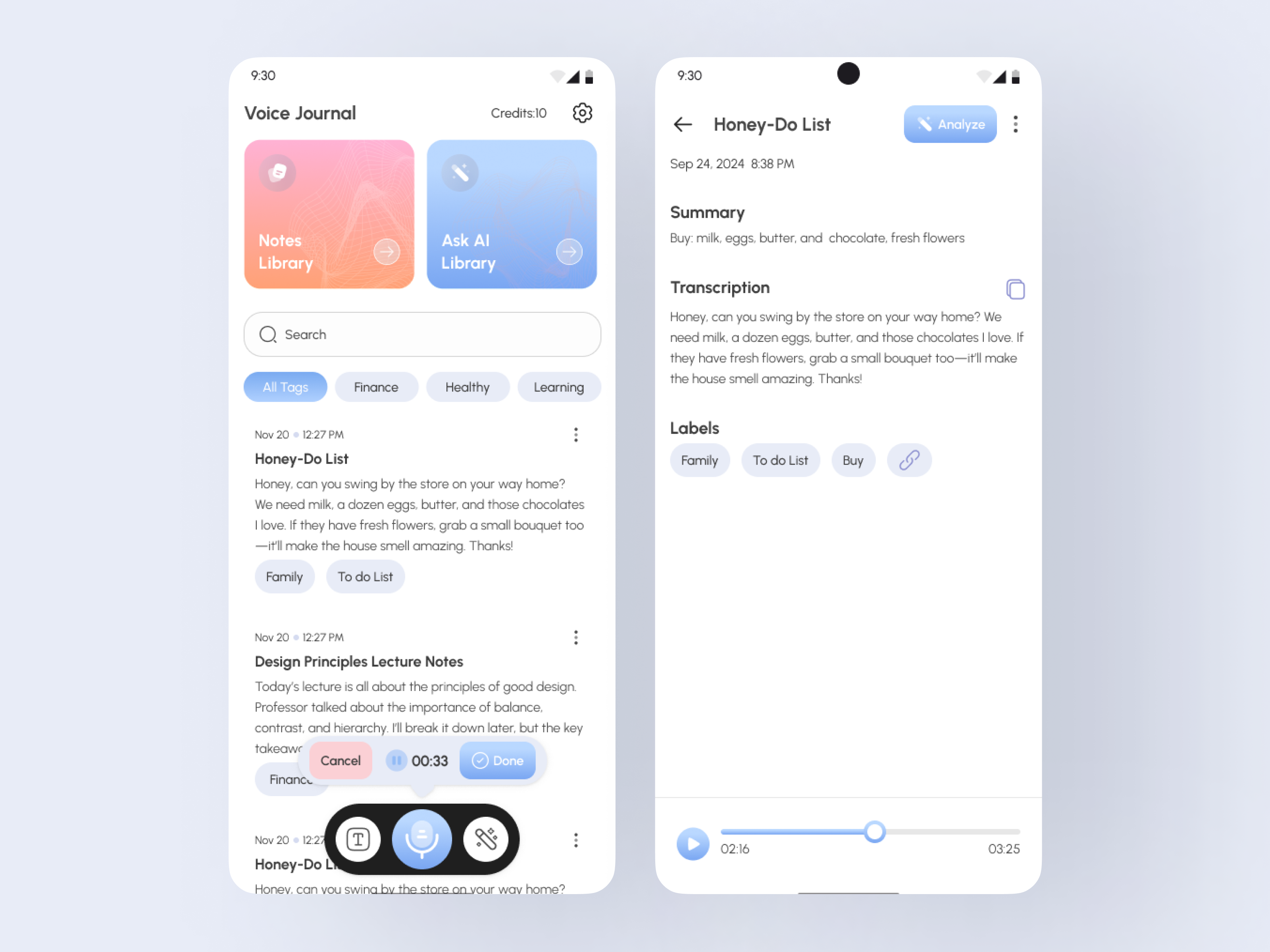 Mobile App Design UI UX Redesign AI Voice Notes Productivity App by ...