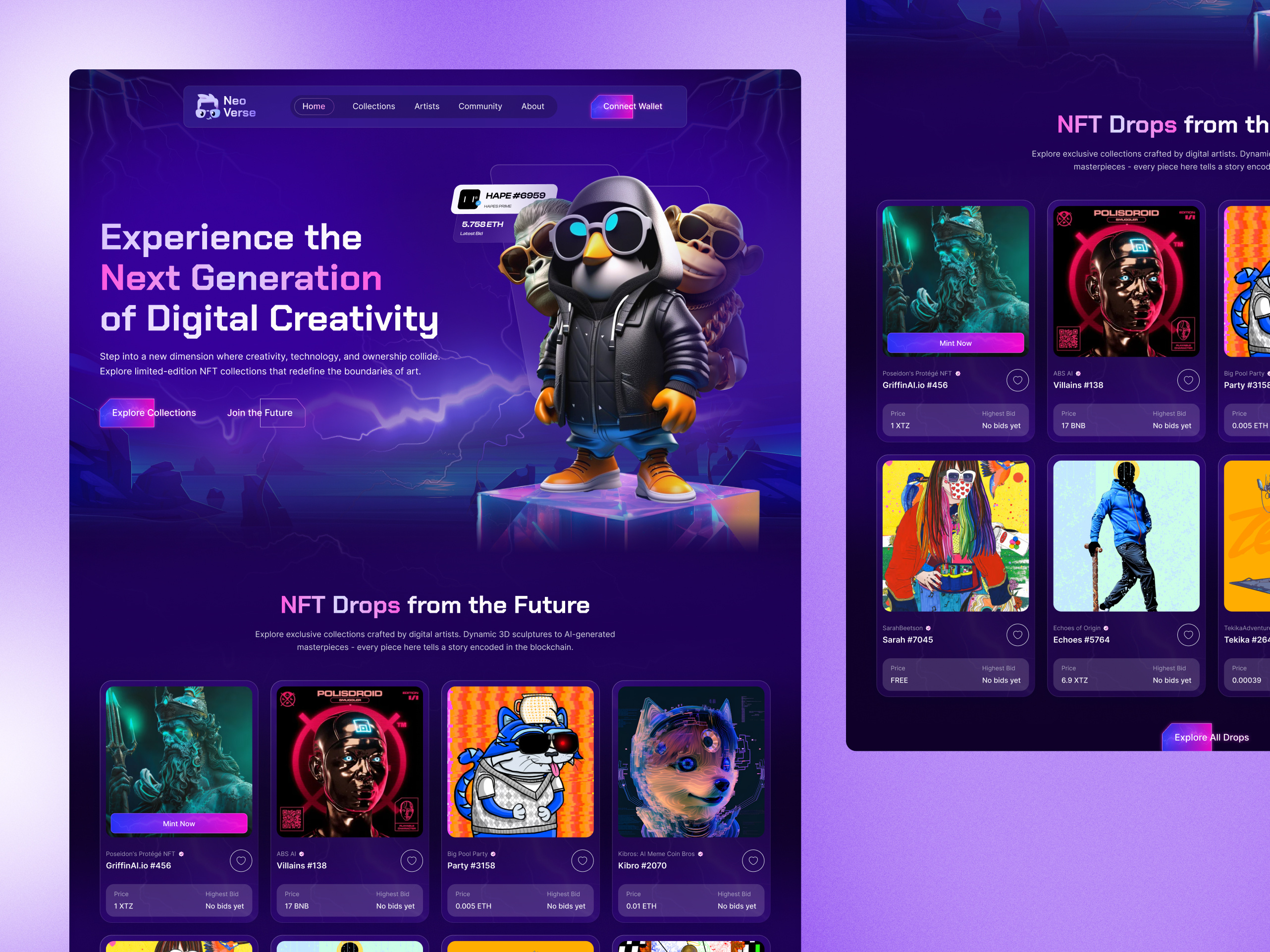 NeoVerse - NFT & Blockchain | Web3 Website UI Design by Radiyal on Dribbble