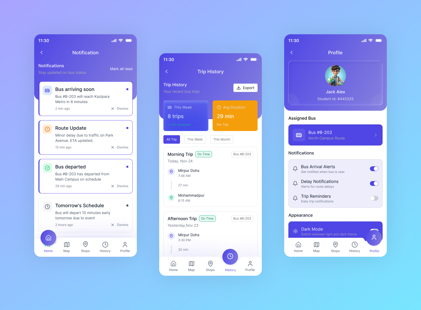 Campus Shuttle – Real-time Bus Tracking Mobile App UI/UX Design by ...