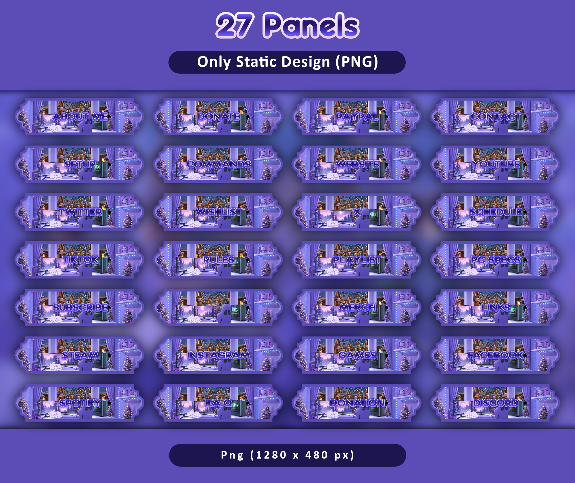 Cozy Christmas Cat Animated Stream Package Twitch Overlay,YouTub by ...