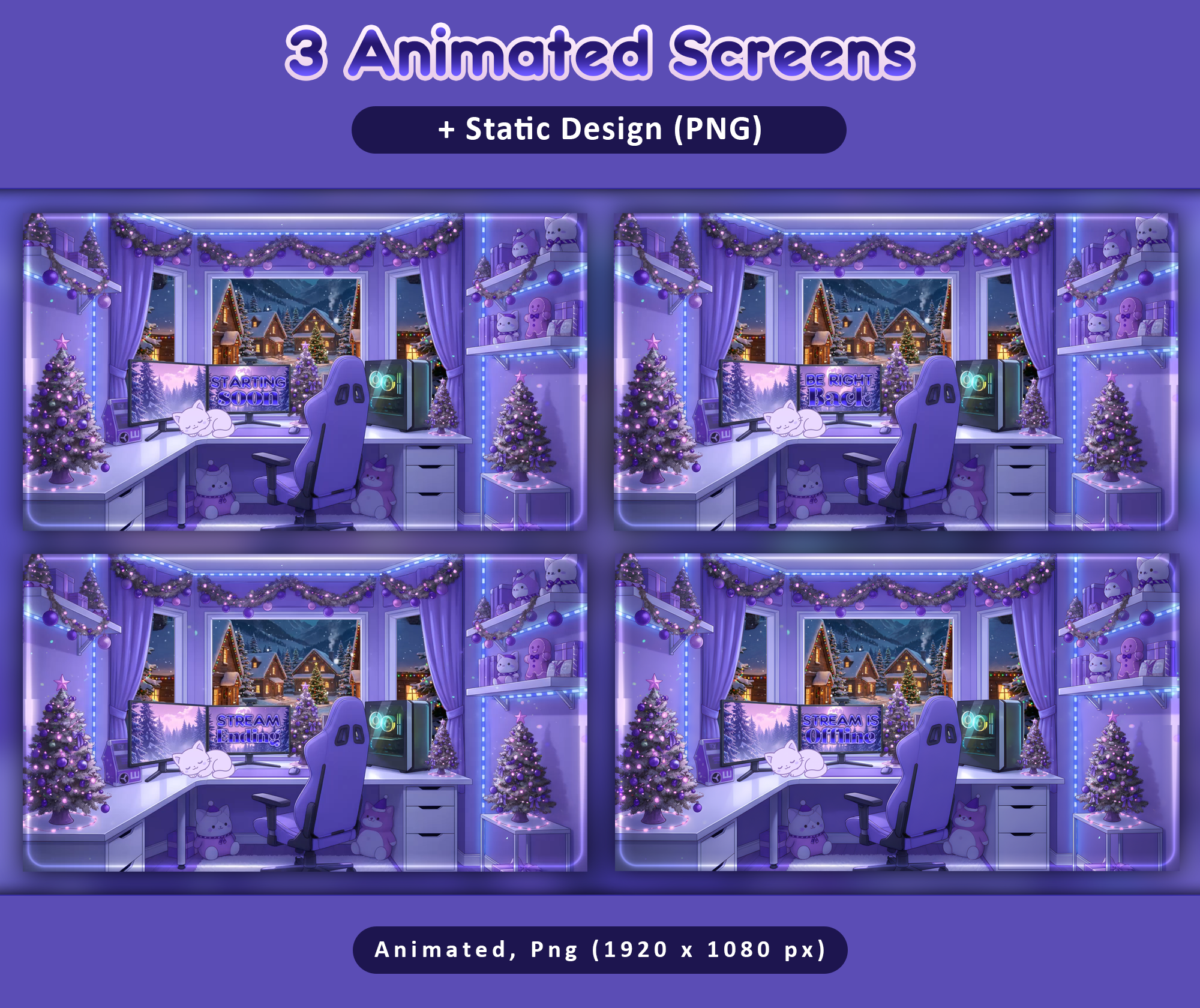 Cozy Christmas Cat Animated Stream Package Twitch Overlay,YouTub by ...