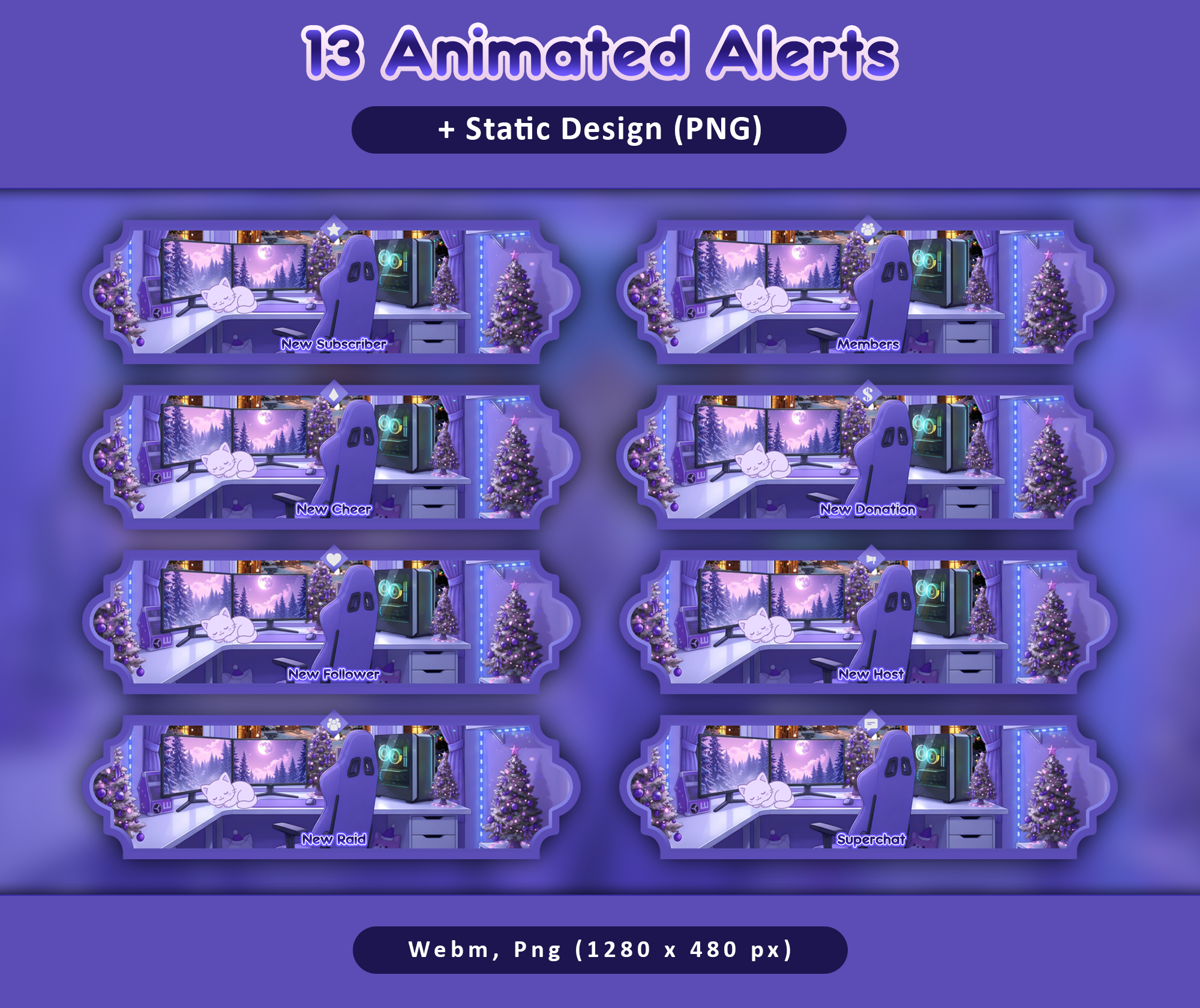 Cozy Christmas Cat Animated Stream Package Twitch Overlay,YouTub by ...