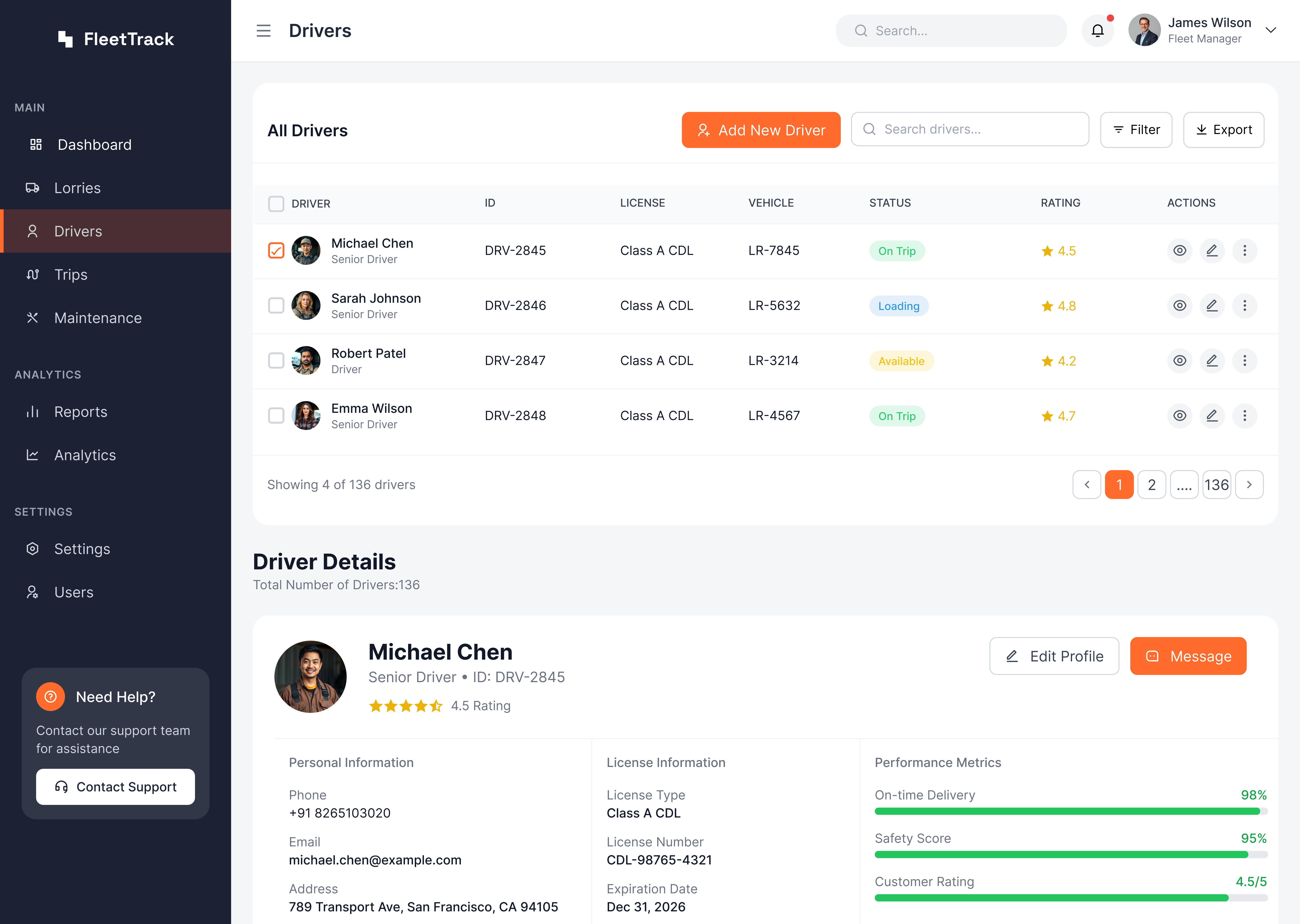 FleetTrack – Smart Lorry Management Dashboard UI by Tamilselvan on Dribbble