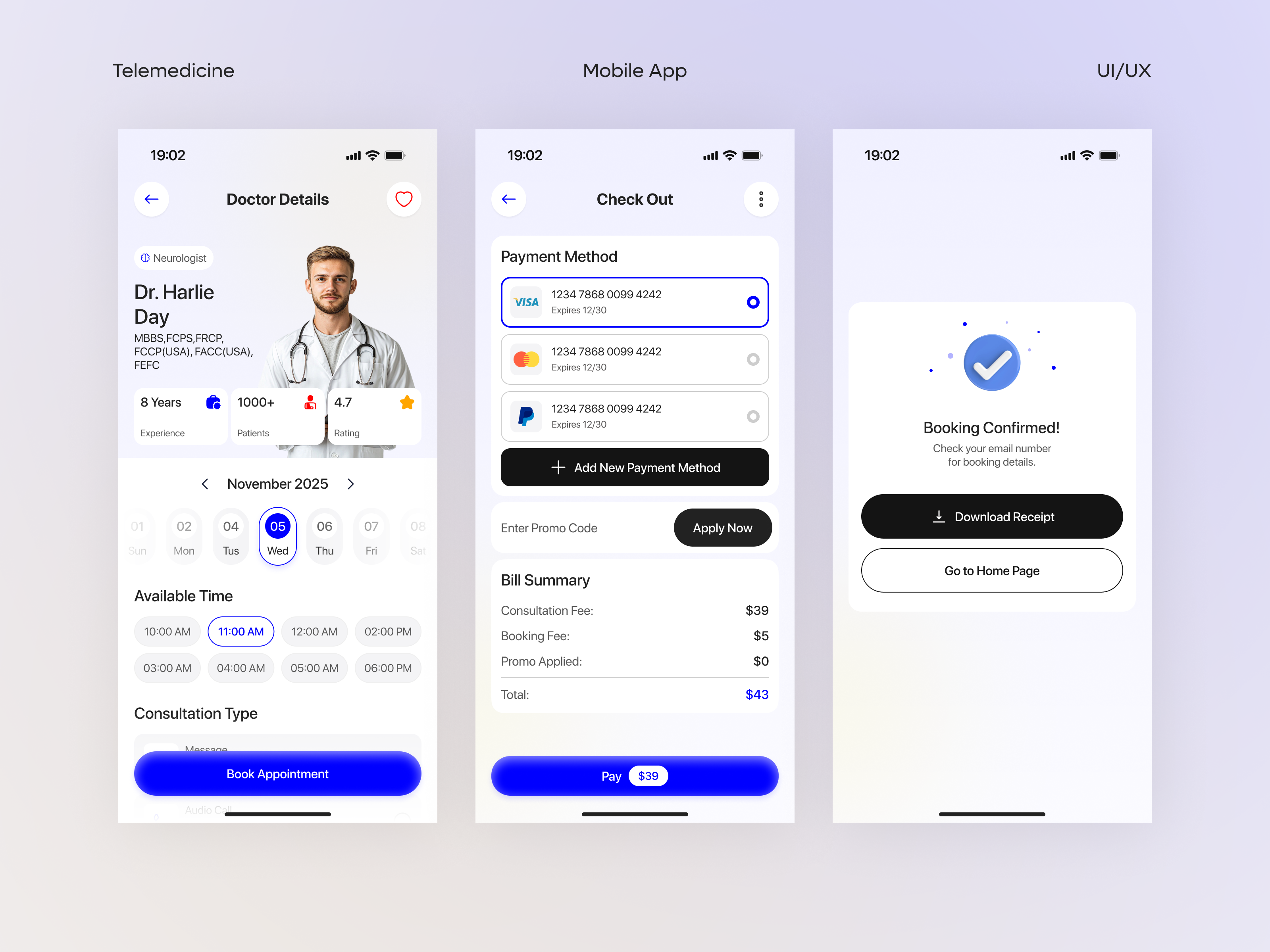 UI/UX Design of Doctor Booking Screen by MD Saiful Islam on Dribbble