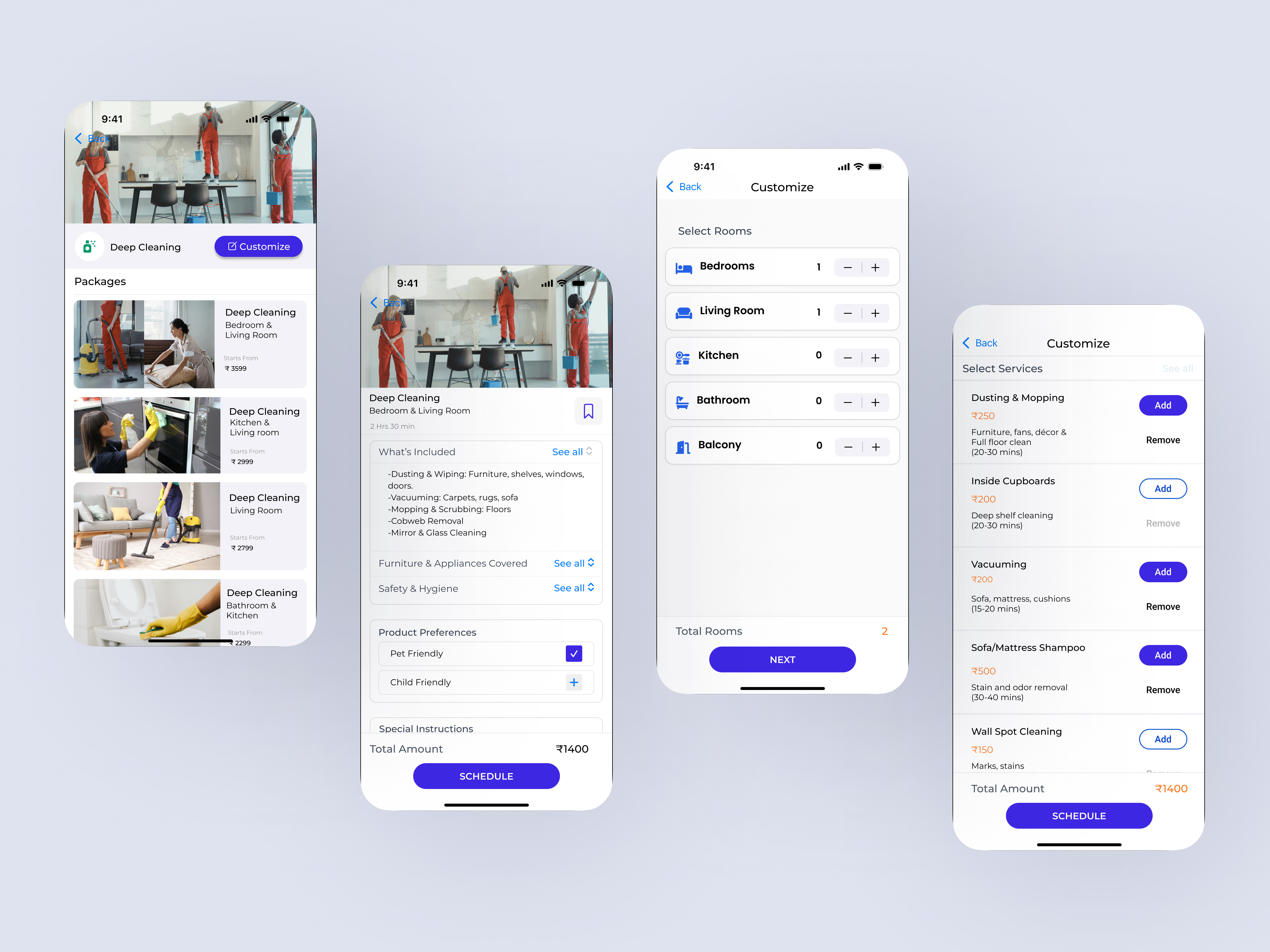 SPOTLESS (Home Cleaning Service Booking App) by Urvi Chaudhari on Dribbble