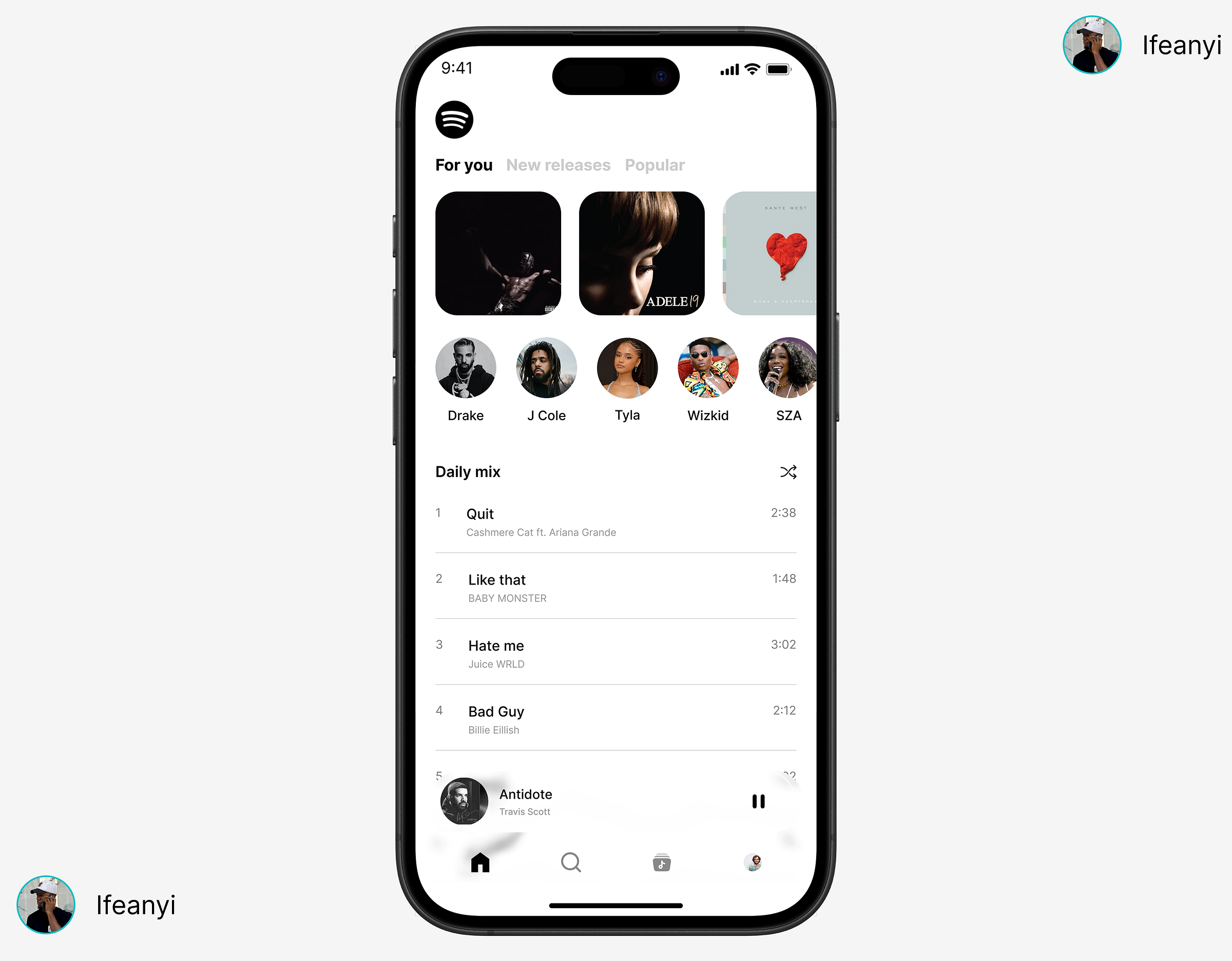 Spotify - music everywhere by Ifeanyi React on Dribbble
