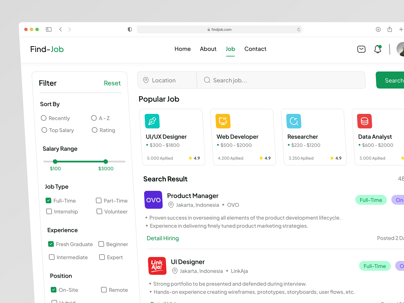 Find-Job (Job Seeker) by Vincentius Rangga on Dribbble