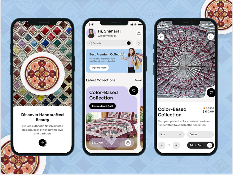 Embroidered Quilt Mobile App Design by Shahadat Razu on Dribbble