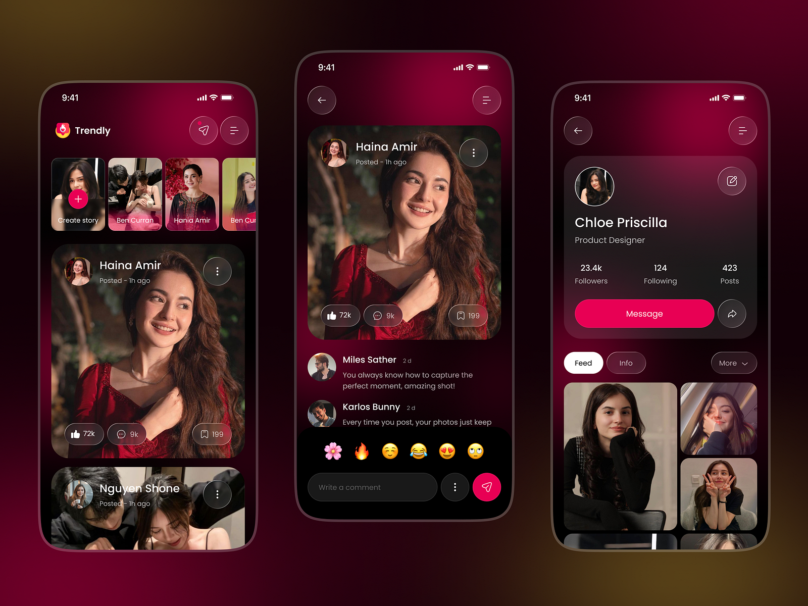 Modern Social Media App UI – Dark & Elegant Design by Mohammad Ali on ...