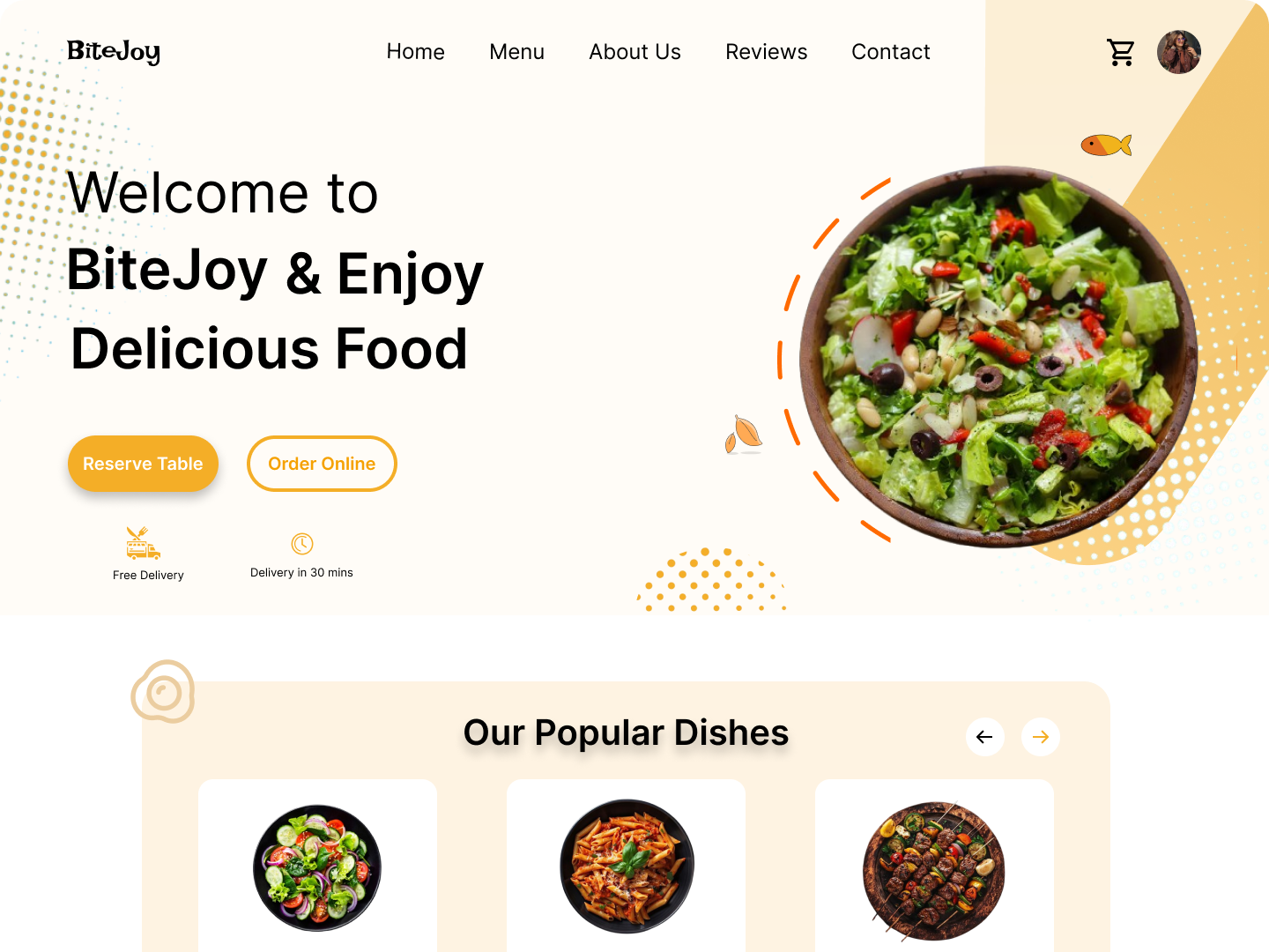 Bitejoy | Resturant food menu website ui design by SAMAN on Dribbble