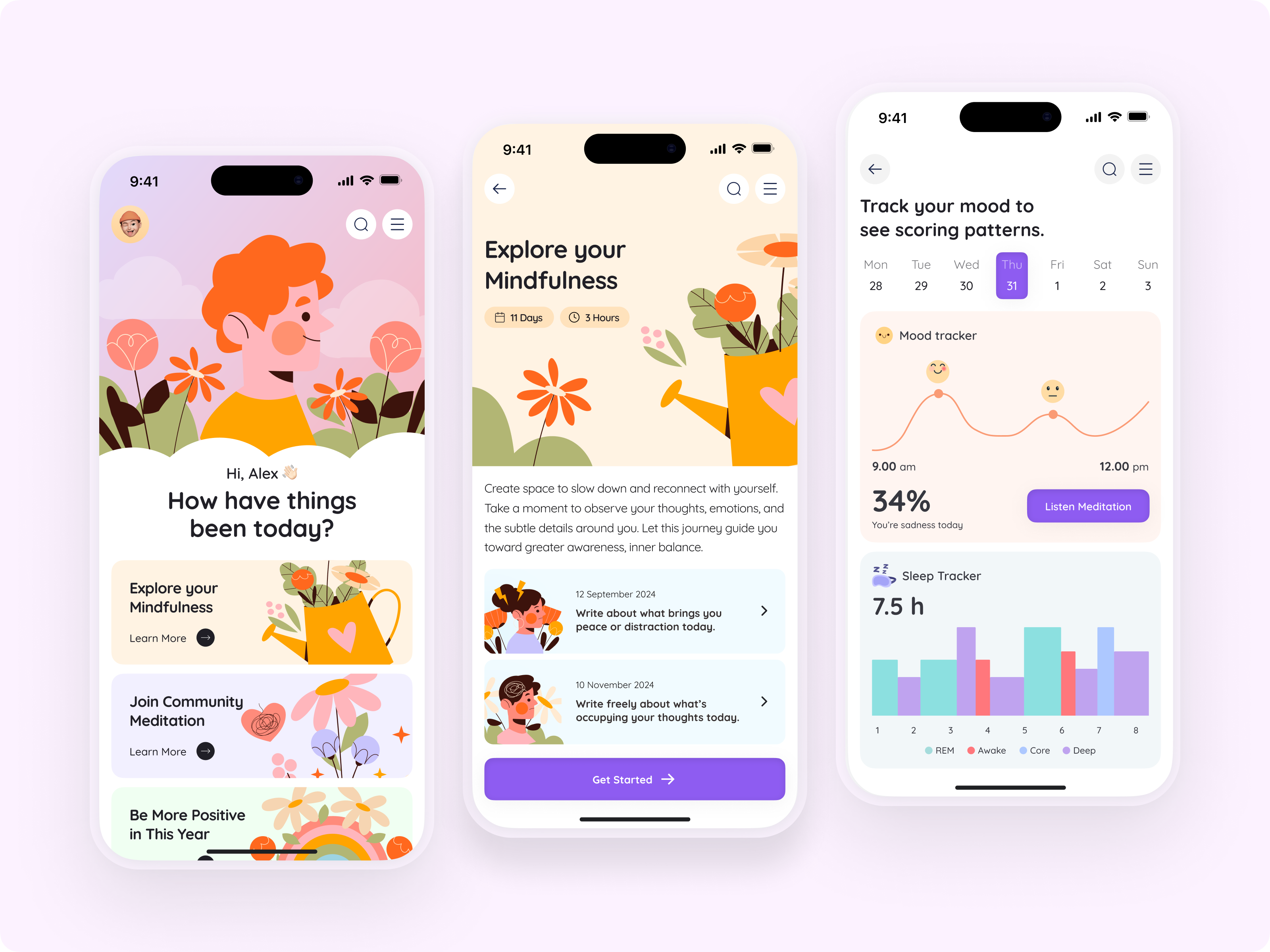 Mood Tracker Mobile App UI/UX by Ailsa Salsabila for Orenji Studio on ...