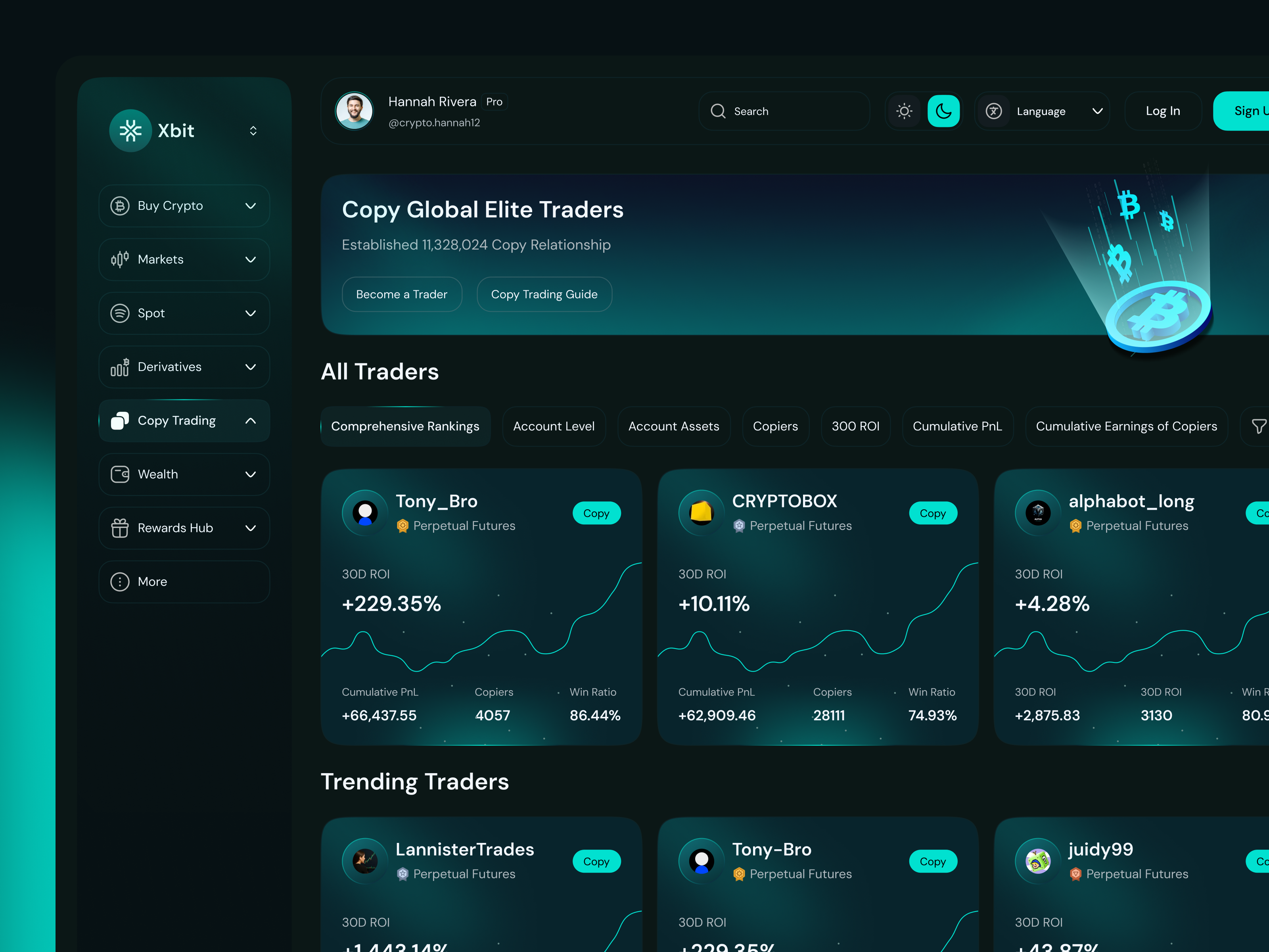 Crypto Copy Trading Dashboard UI – Modern Web3 Trading Platform by ...