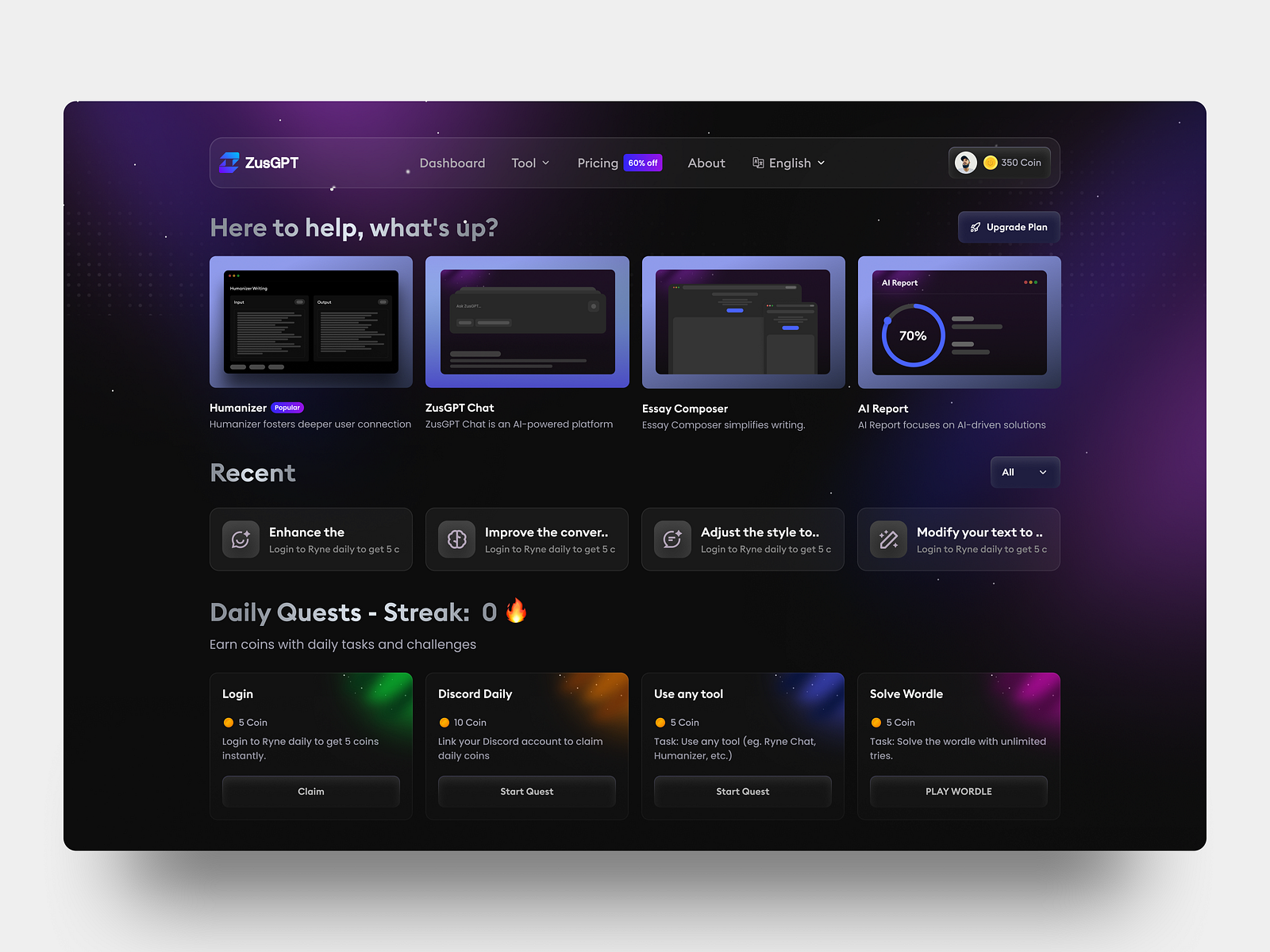 ZusGPT — AI-Powered Platform for Writing by Shahid Miah UI UX Designer for Wavespace - UI/UX ...