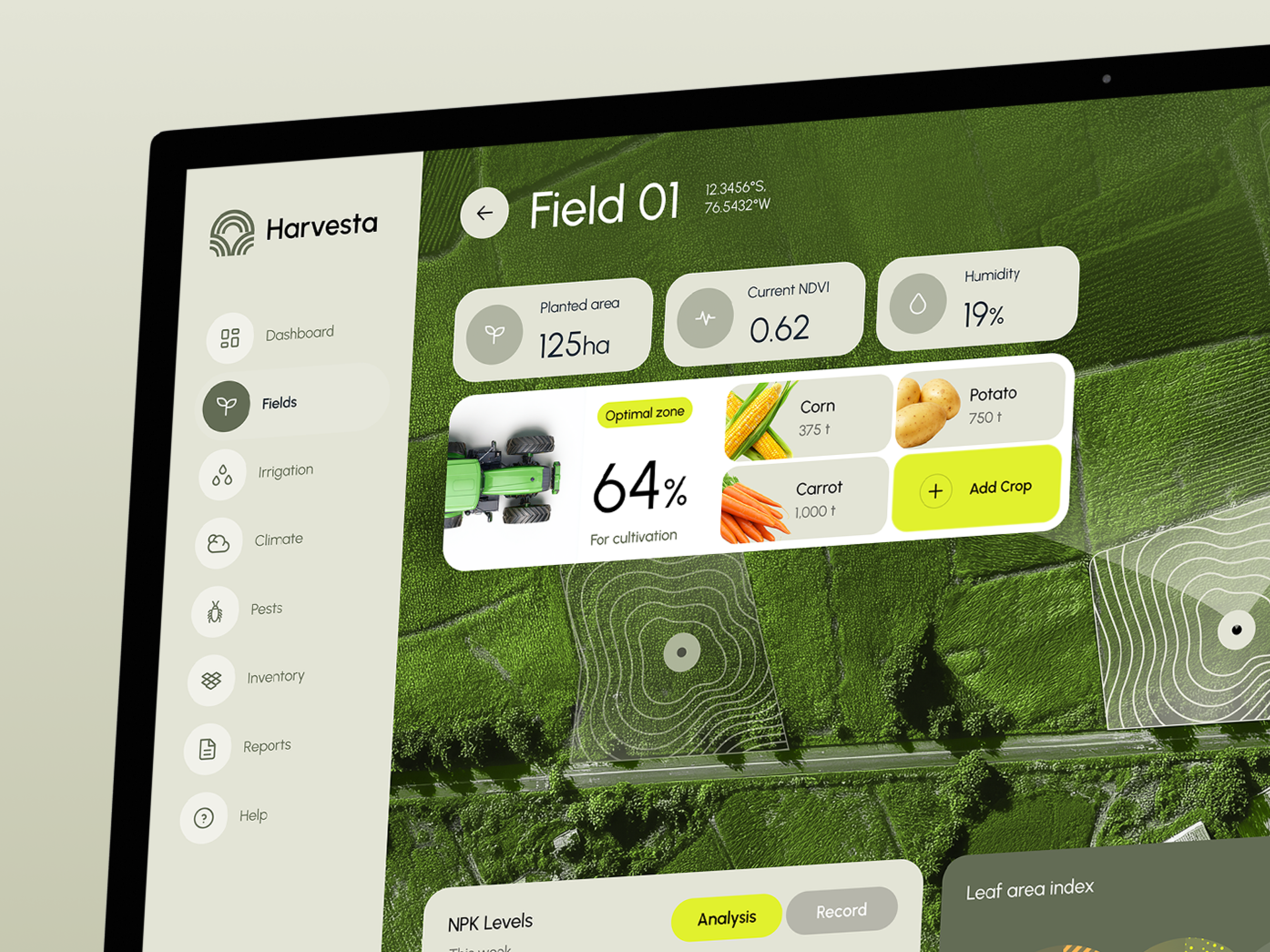 Harvesta Dashboard - Agriculture Crop Analysis & Management by Sogaso ...