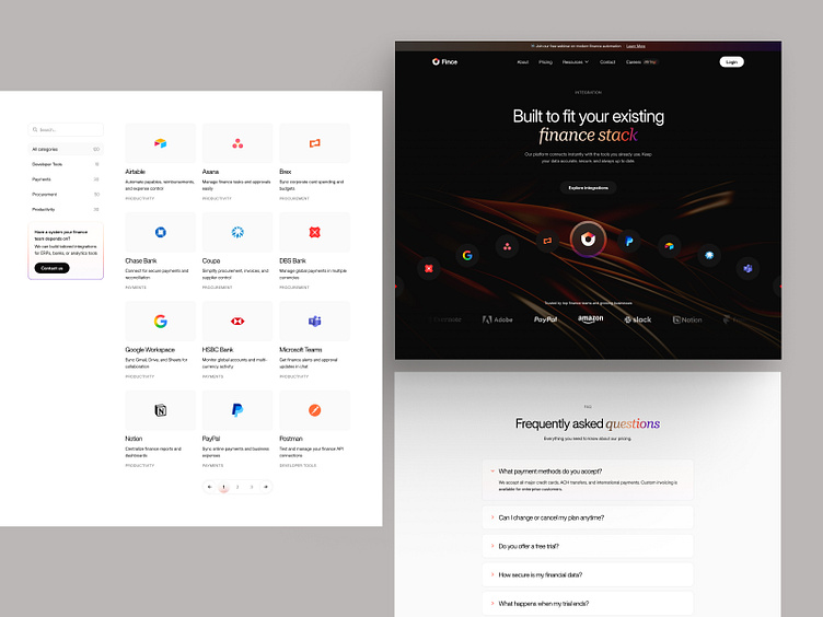 Fince - Integration Page by Uxerflow on Dribbble