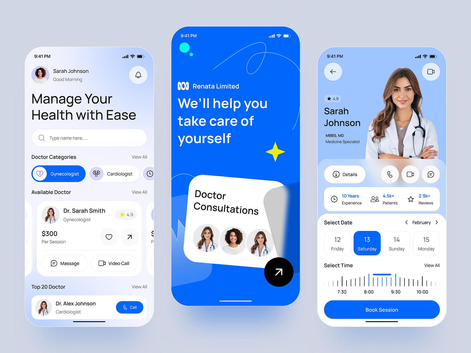 Doctor Consultation & Health Management Mobile App UI/UX Design by Gm ...