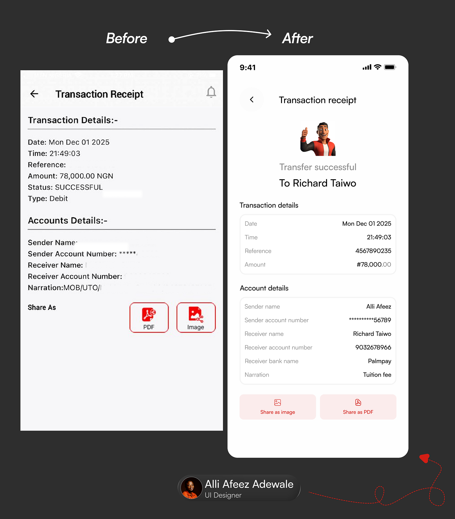 Uba App Redesign - Transaction Receipt by Alli Afeez Adewale on Dribbble
