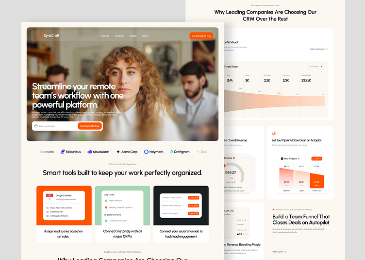 SyncCraft Landing Page by Rivlic Studio on Dribbble
