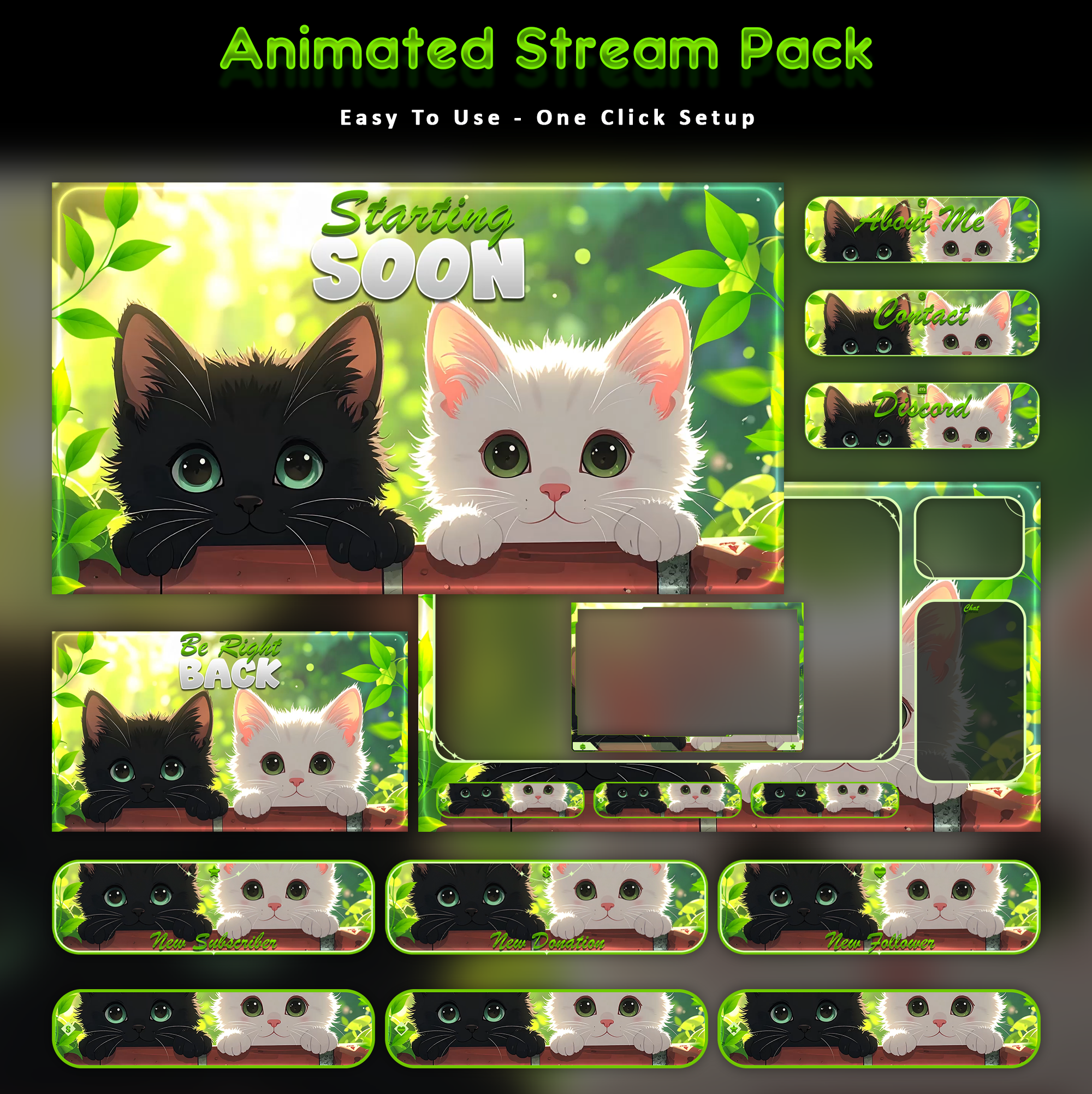 Cozy Cats Animated Stream Package Twitch Overlay,YouTube,Kick by ...