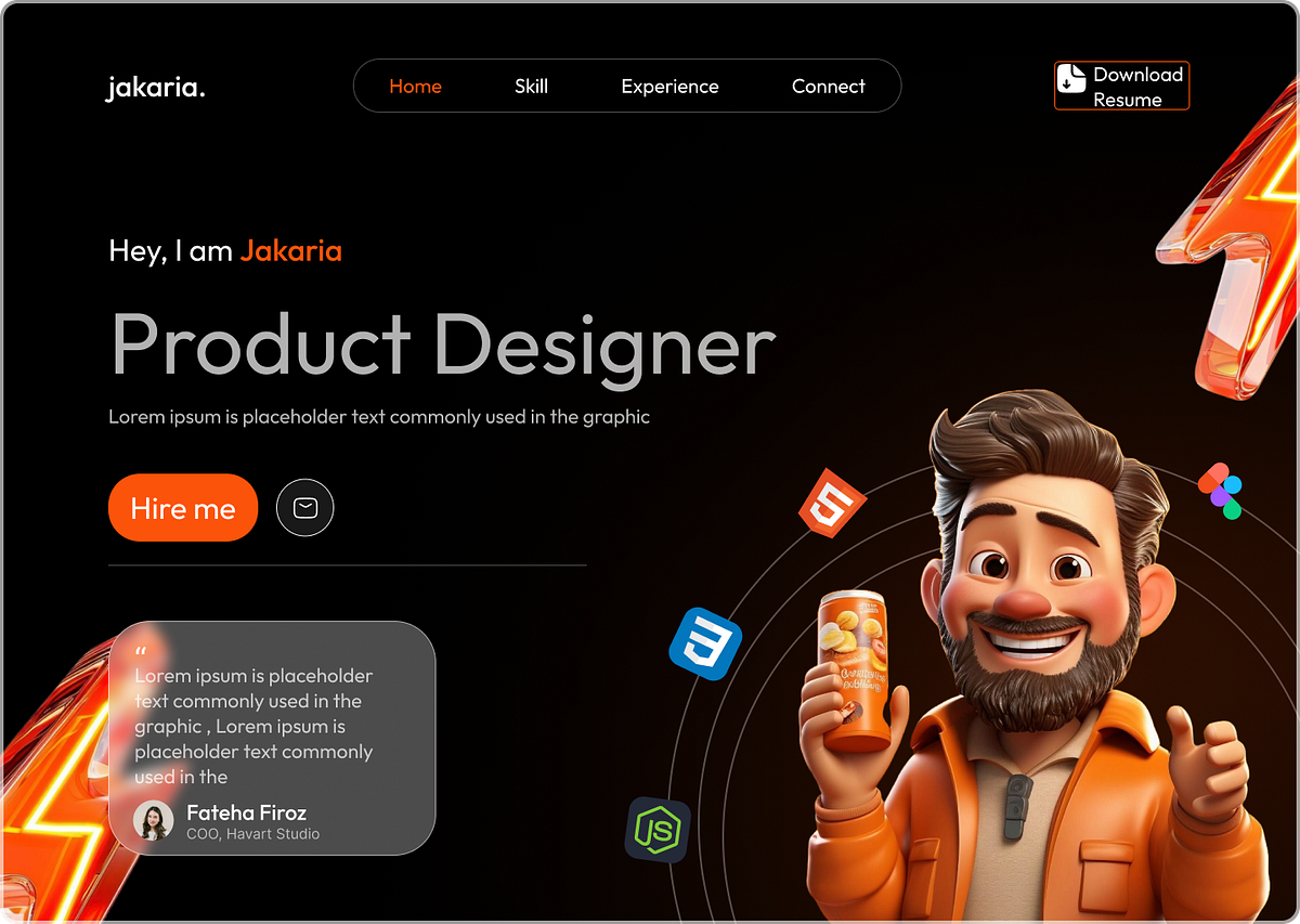 Modern Product Designer Portfolio Website – Hero Concept by BotiFlay ...
