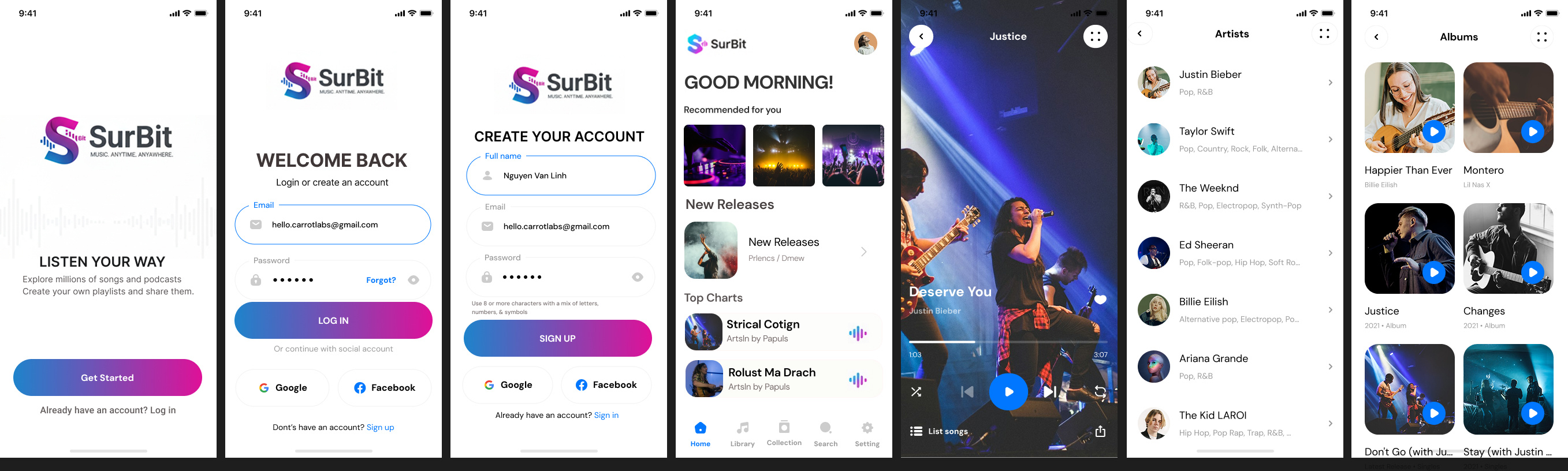 SurBit - Music Streaming App UI Concept by Tohedul Islam Ripon on Dribbble