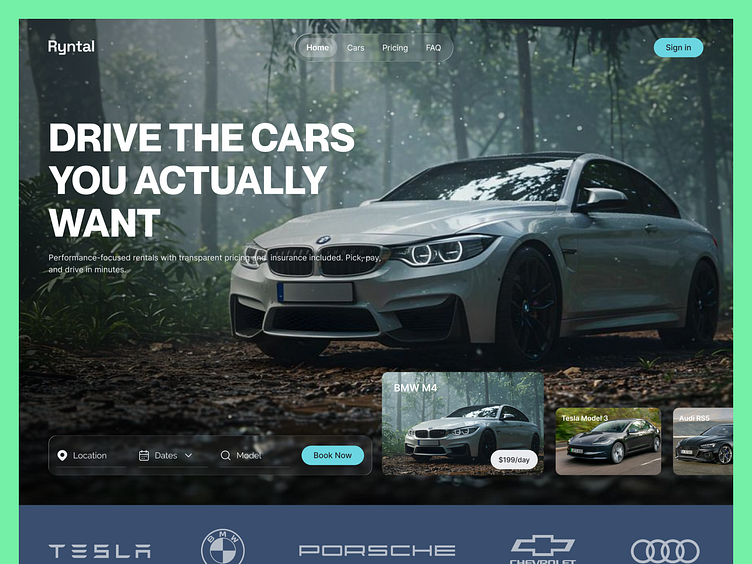 Ryntal – Car Rental Landing Page UI by Sazzadul Kabir on Dribbble