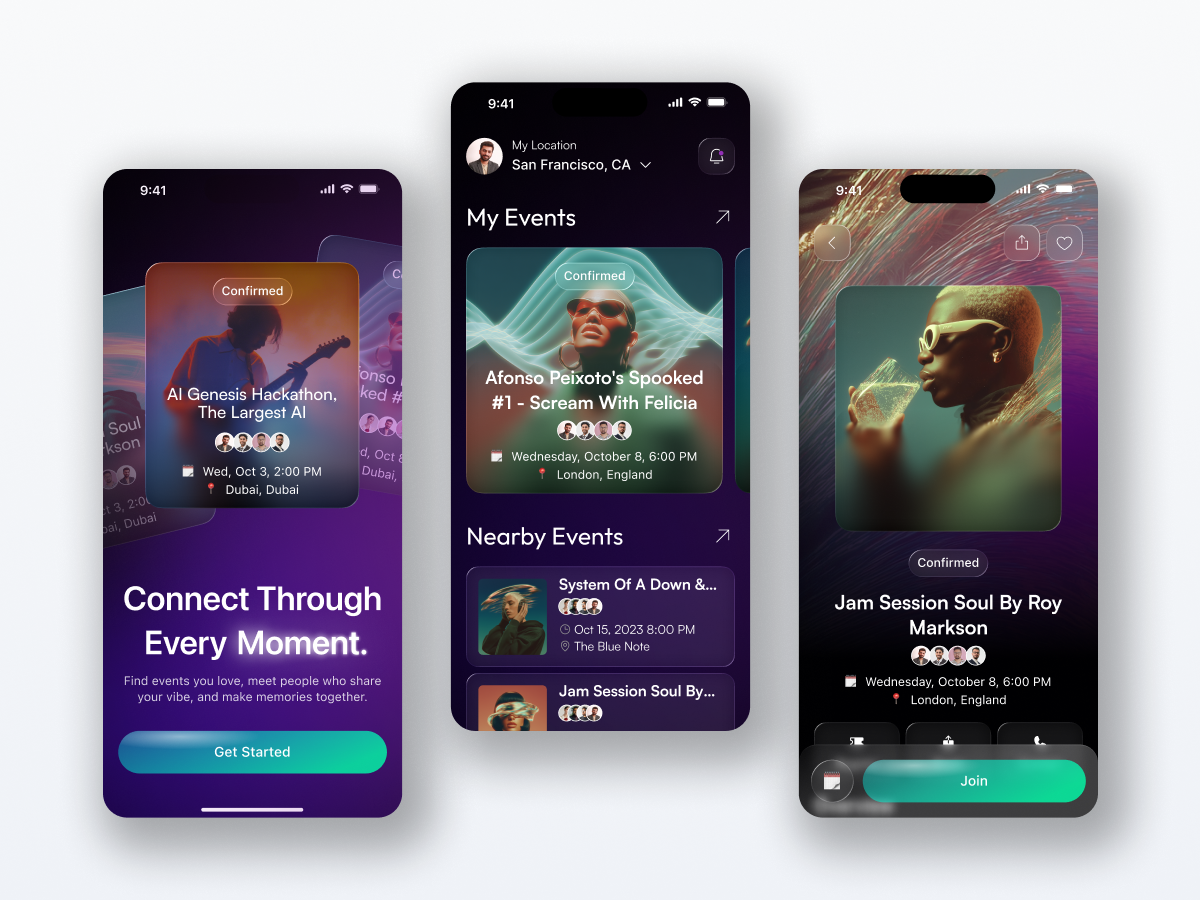 VibeConnect – Modern Event Discovery App UI by Ahmer Ilyas on Dribbble