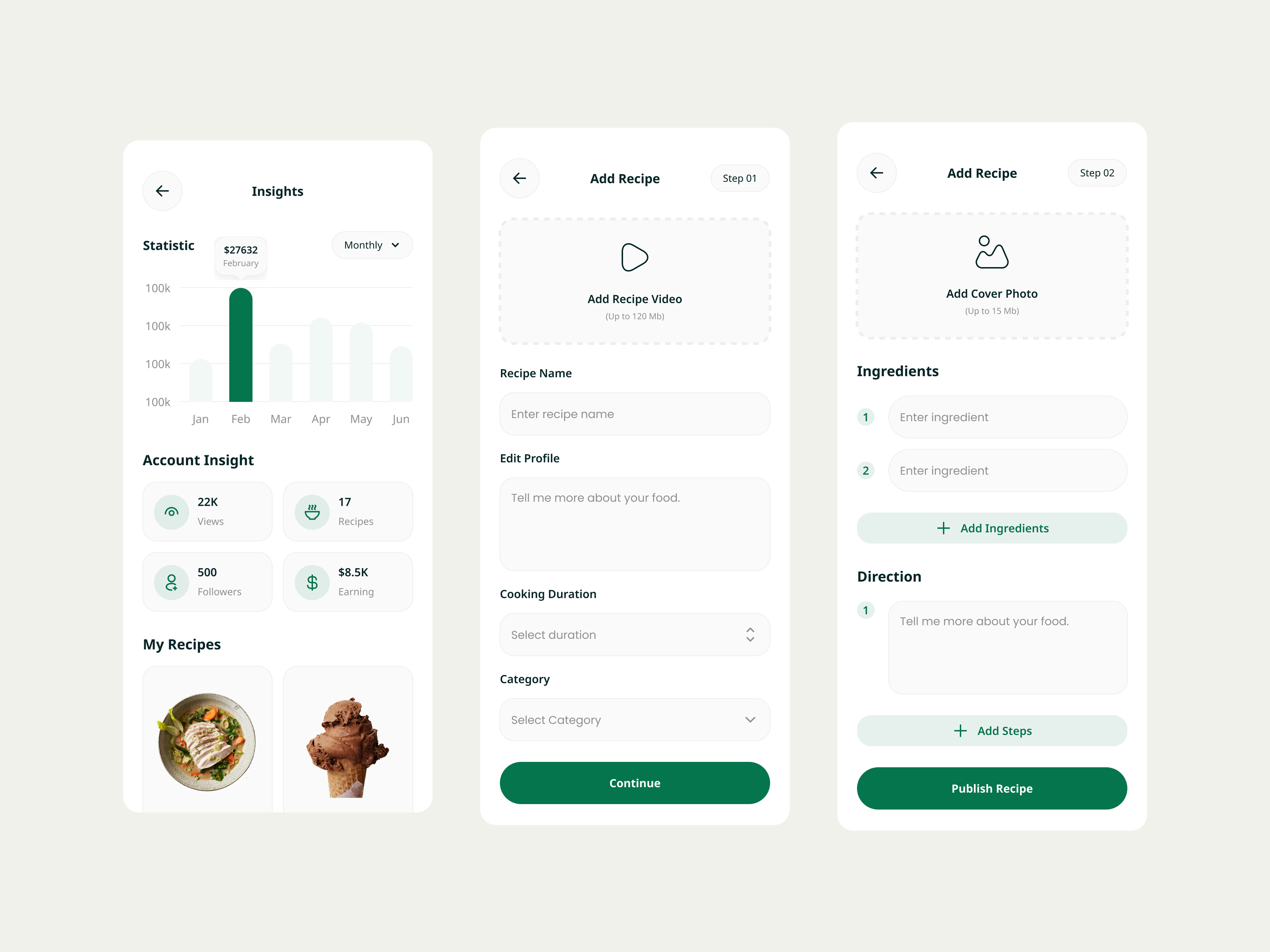 Food Recipe Mobile App UI/UX Design by MD Sabbir Hosen on Dribbble