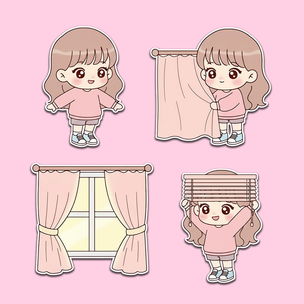Kawaii Chibi Girl Opening Curtains by ChimDC on Dribbble