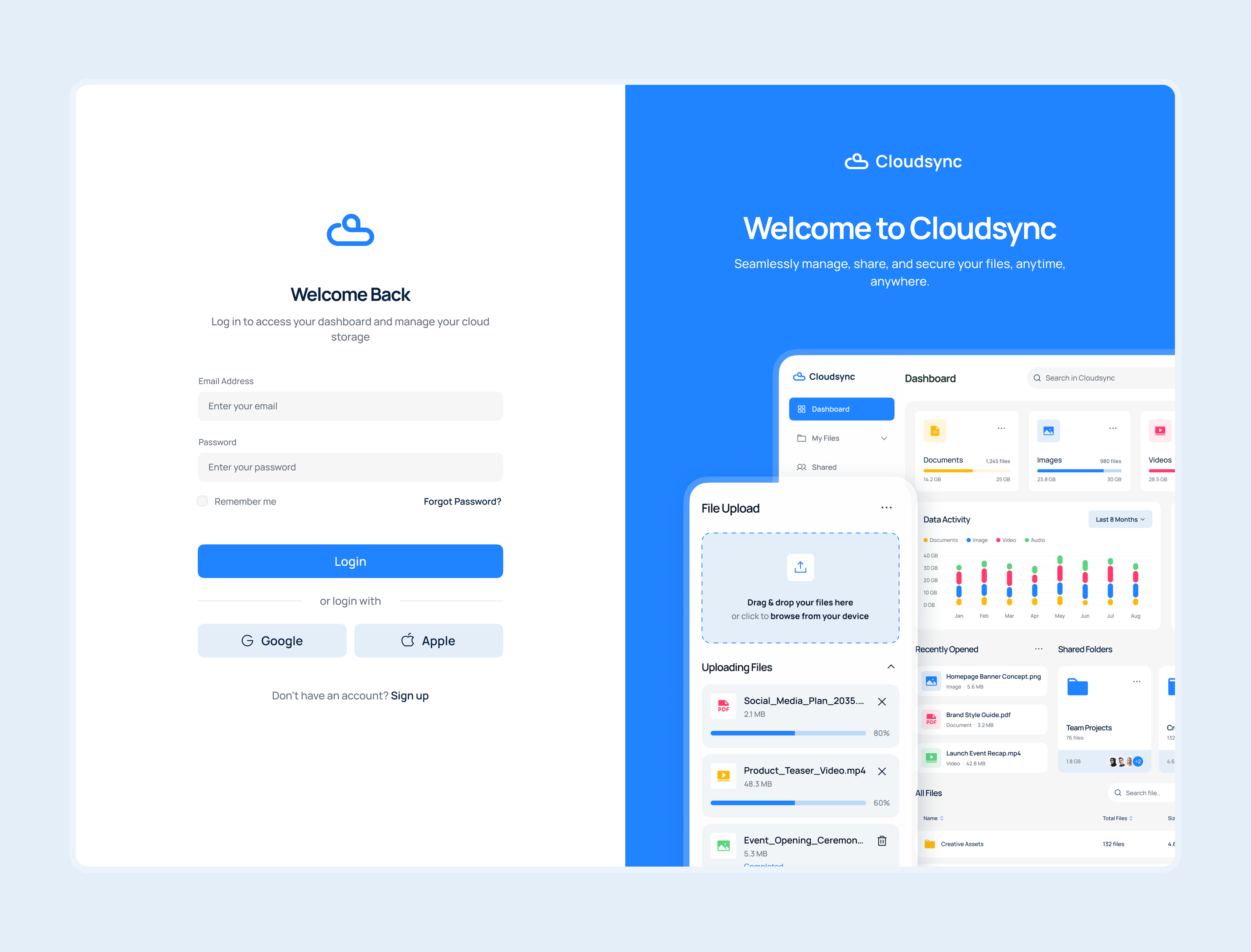 Cloudsync Dashboard V1 & Login Page by Ahmad S. Afandi for Peterdraw Studio on Dribbble