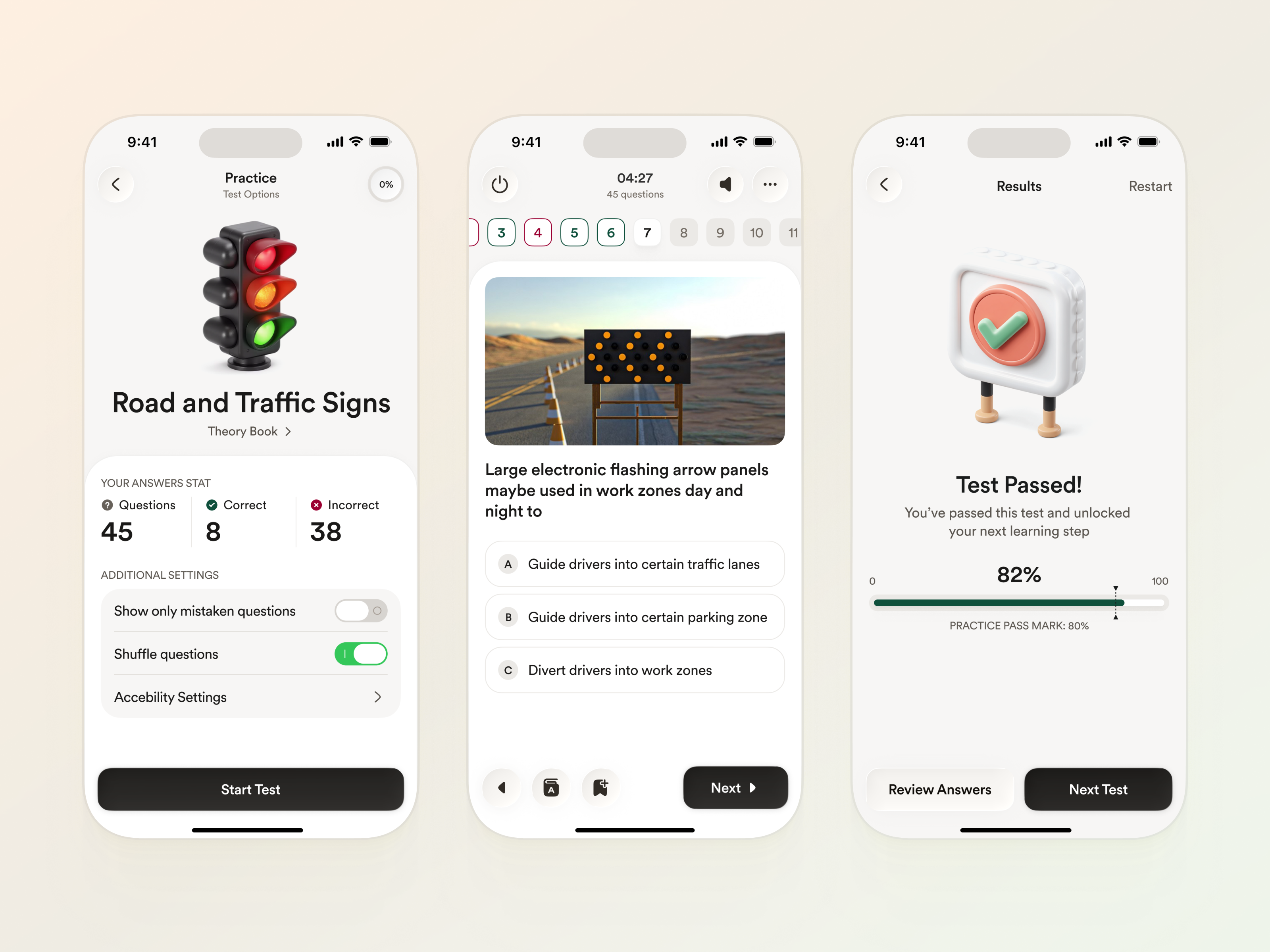 GreenWay - Driving Theory Tests Mobile App by V. Alipov on Dribbble