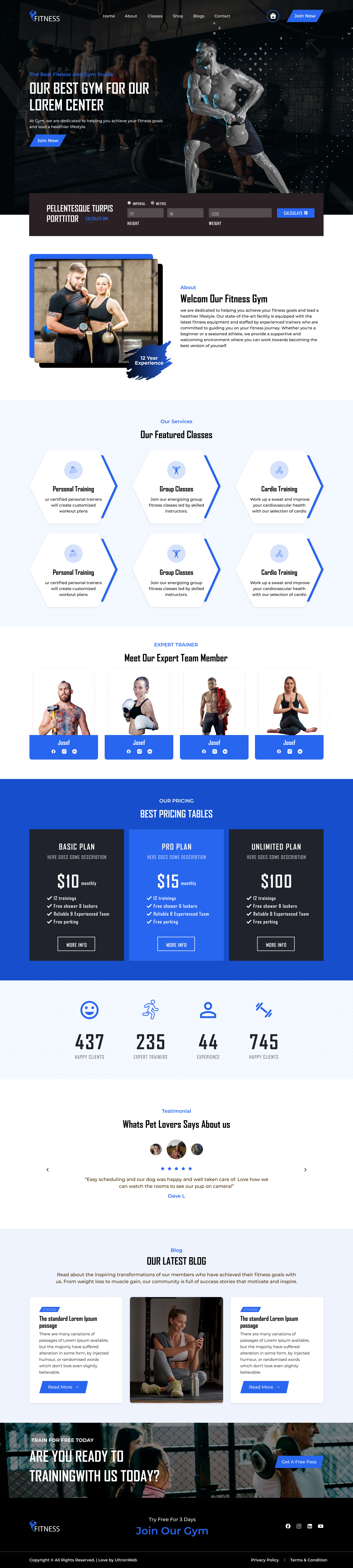 Fitness gym website by Mayur V. on Dribbble
