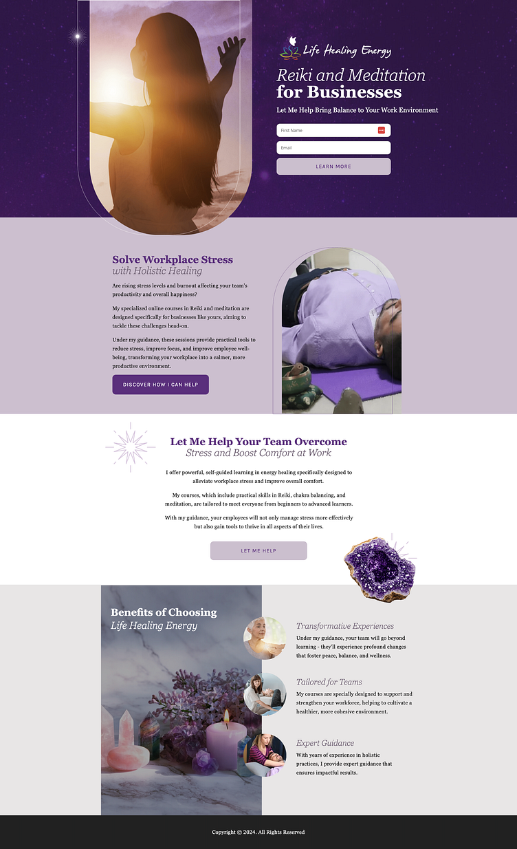 Landing Page Life Healing Energy by Mayola Martínez on Dribbble