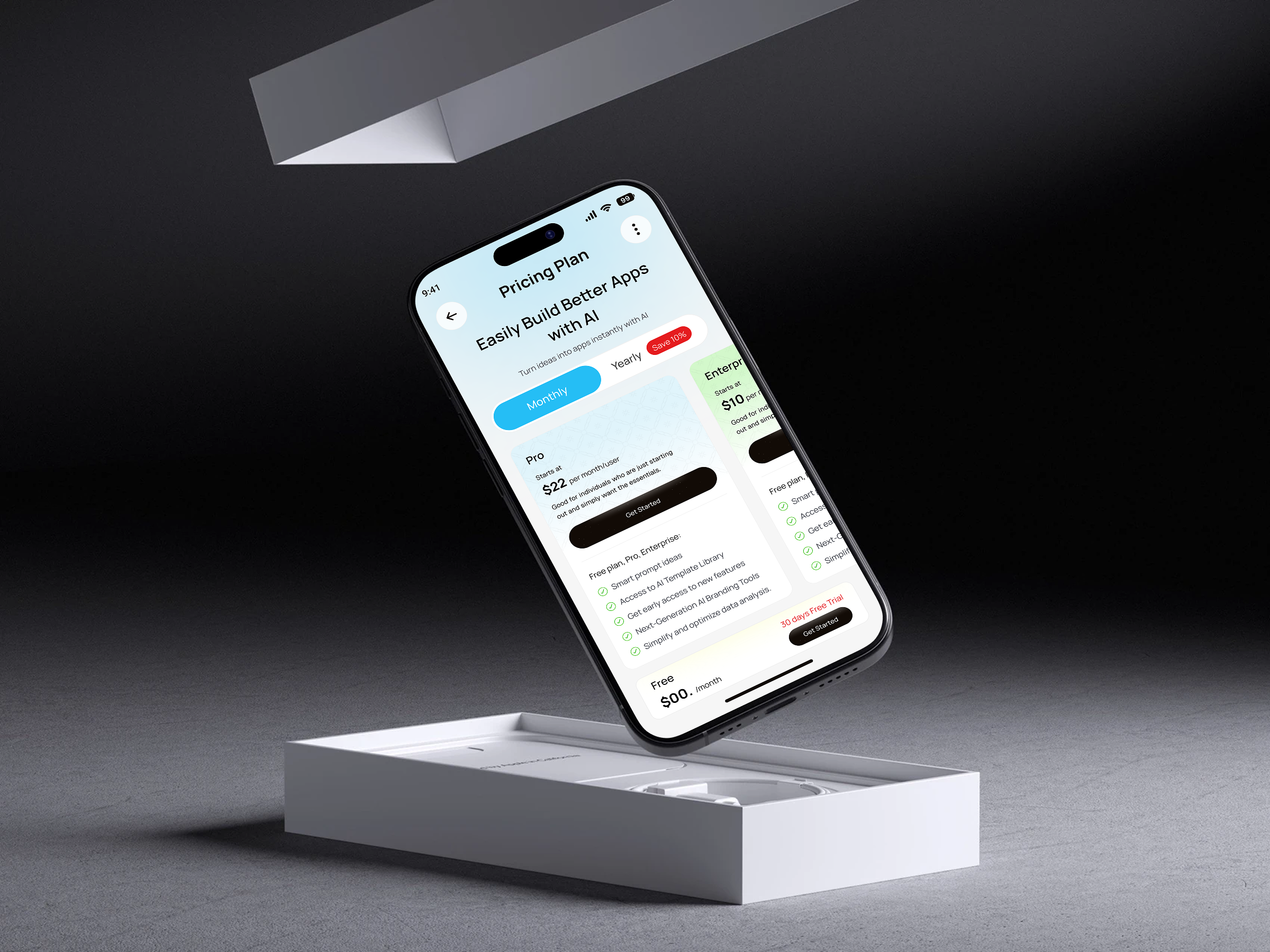 Ai Idea Management Mobile App My Profile & Pricing Plan by Sarup Halder ...