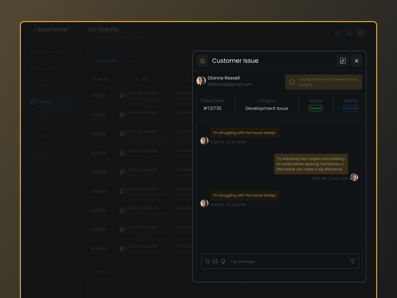 Customer Support Ticket Dashboard UI/UX Design by Md Nahid Hossain on ...