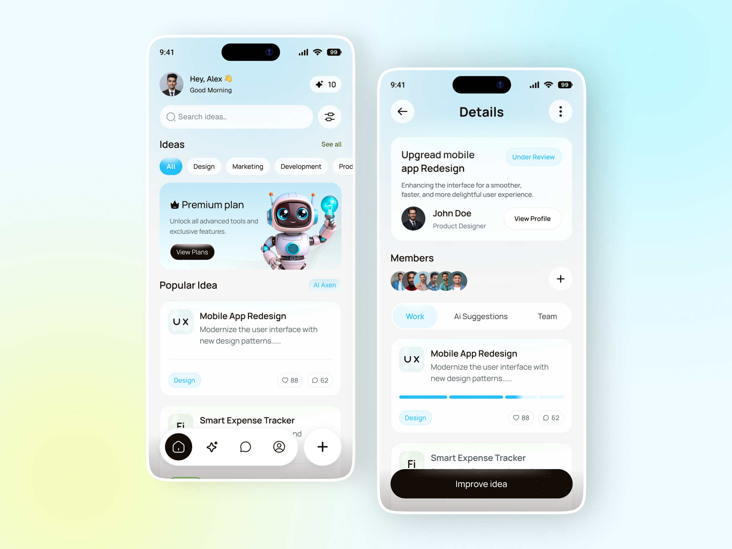 Ai Idea Management Mobile App by Sarup Halder for UX Crate Lab on Dribbble