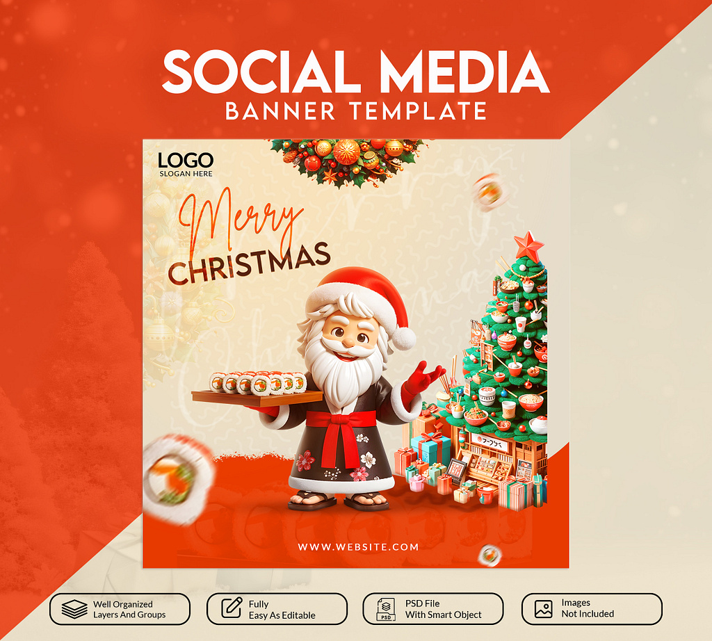 Merry christmas celebration post banner by Adnan Afzal on Dribbble