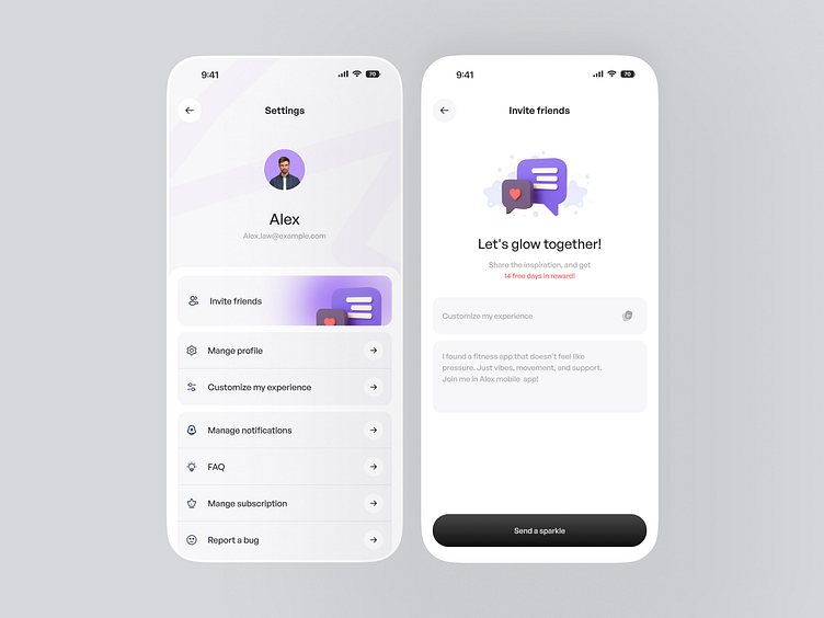 Settings Page for a mobile app by UI Tapu on Dribbble