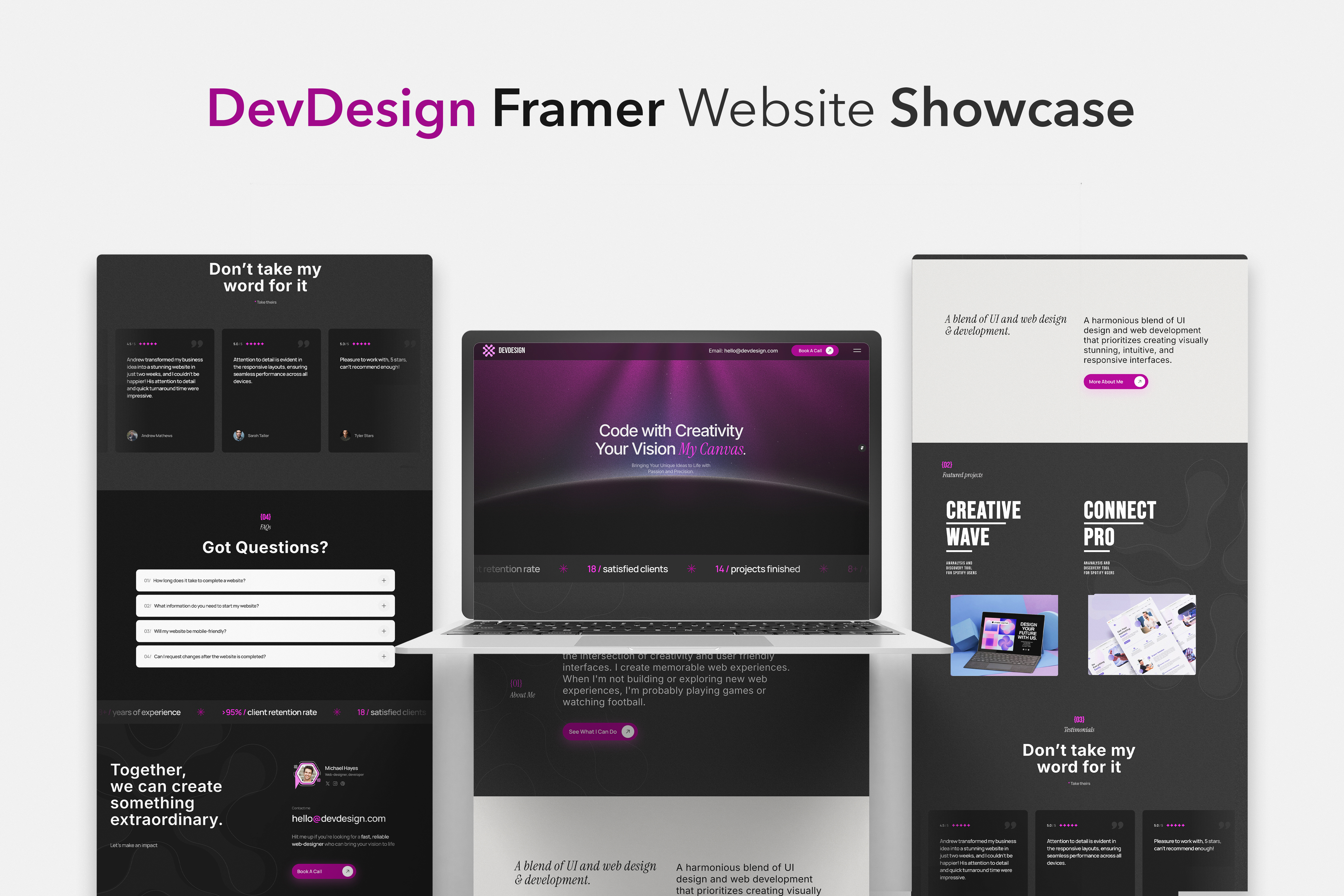 DevDesign Framer Website Design & Development by FrameWiz on Dribbble