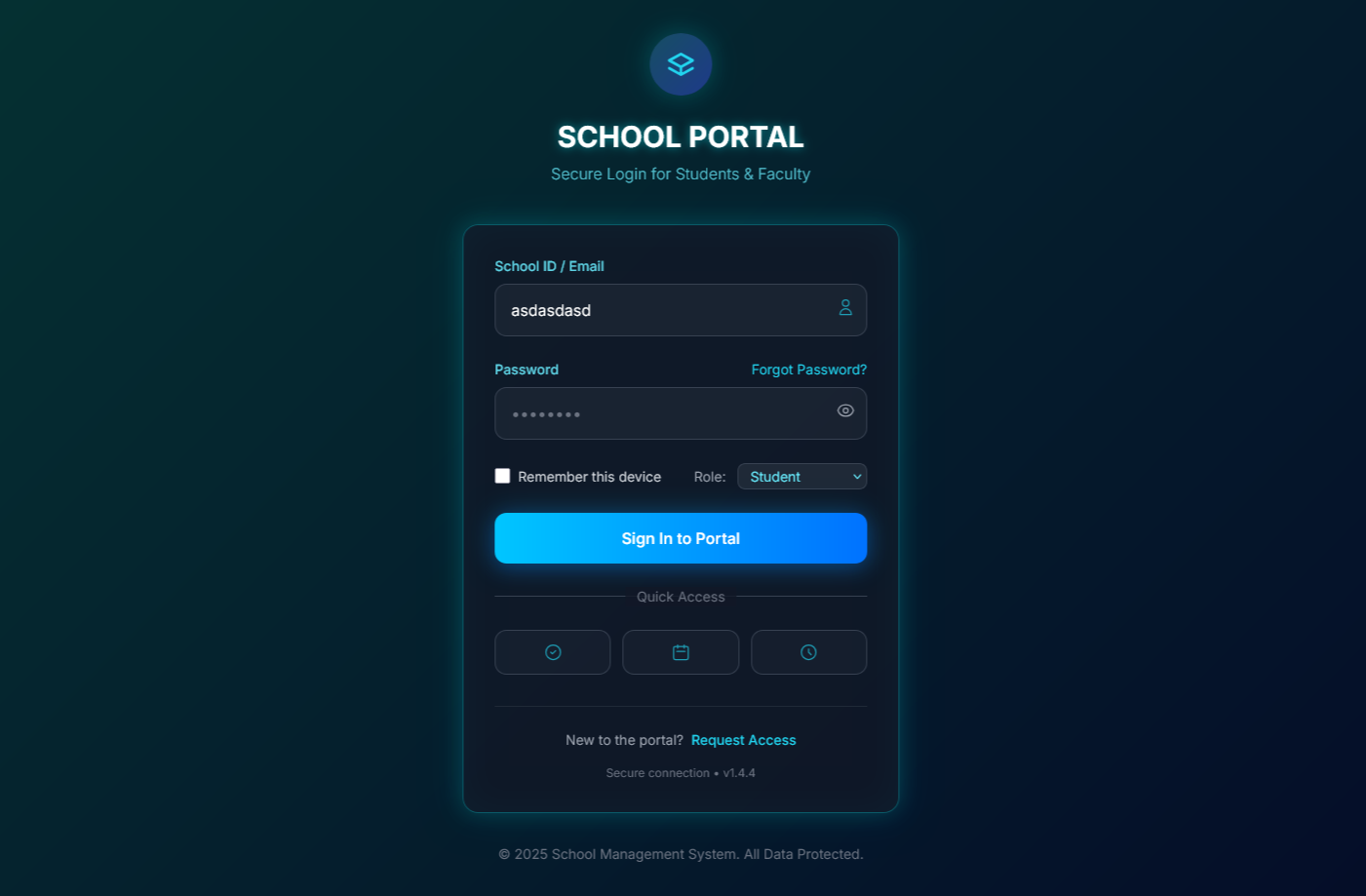 Student Management System Login UI design + Quick Access options by ...