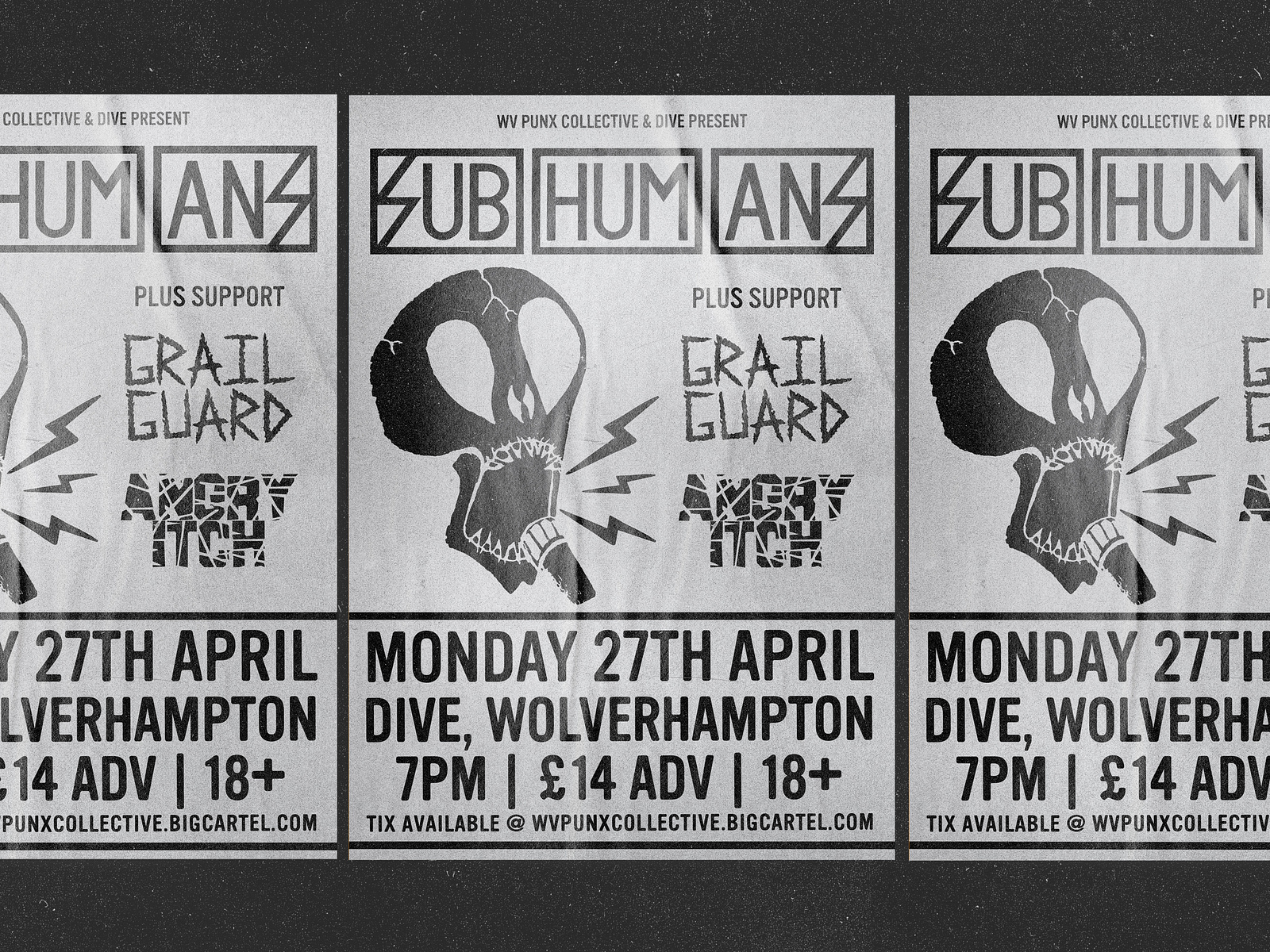 Subhumans Gig Poster by Jake Warrilow on Dribbble