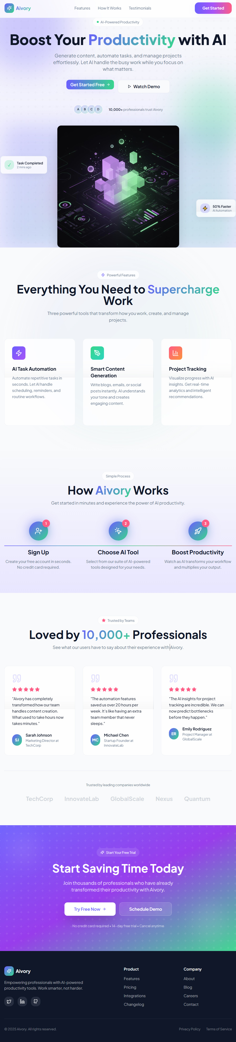 Aivory - AI SaaS Landing Page Website Design by Tohedul Islam Ripon on ...