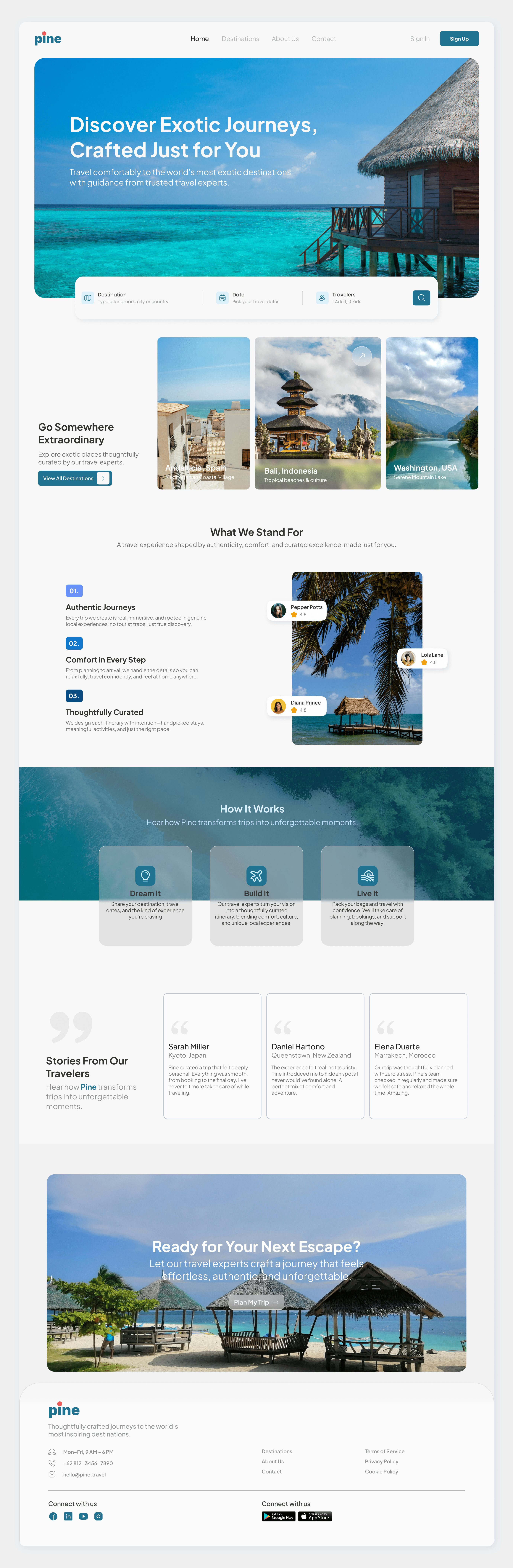 Pine — Modern Travel Landing Page by aisyyy on Dribbble