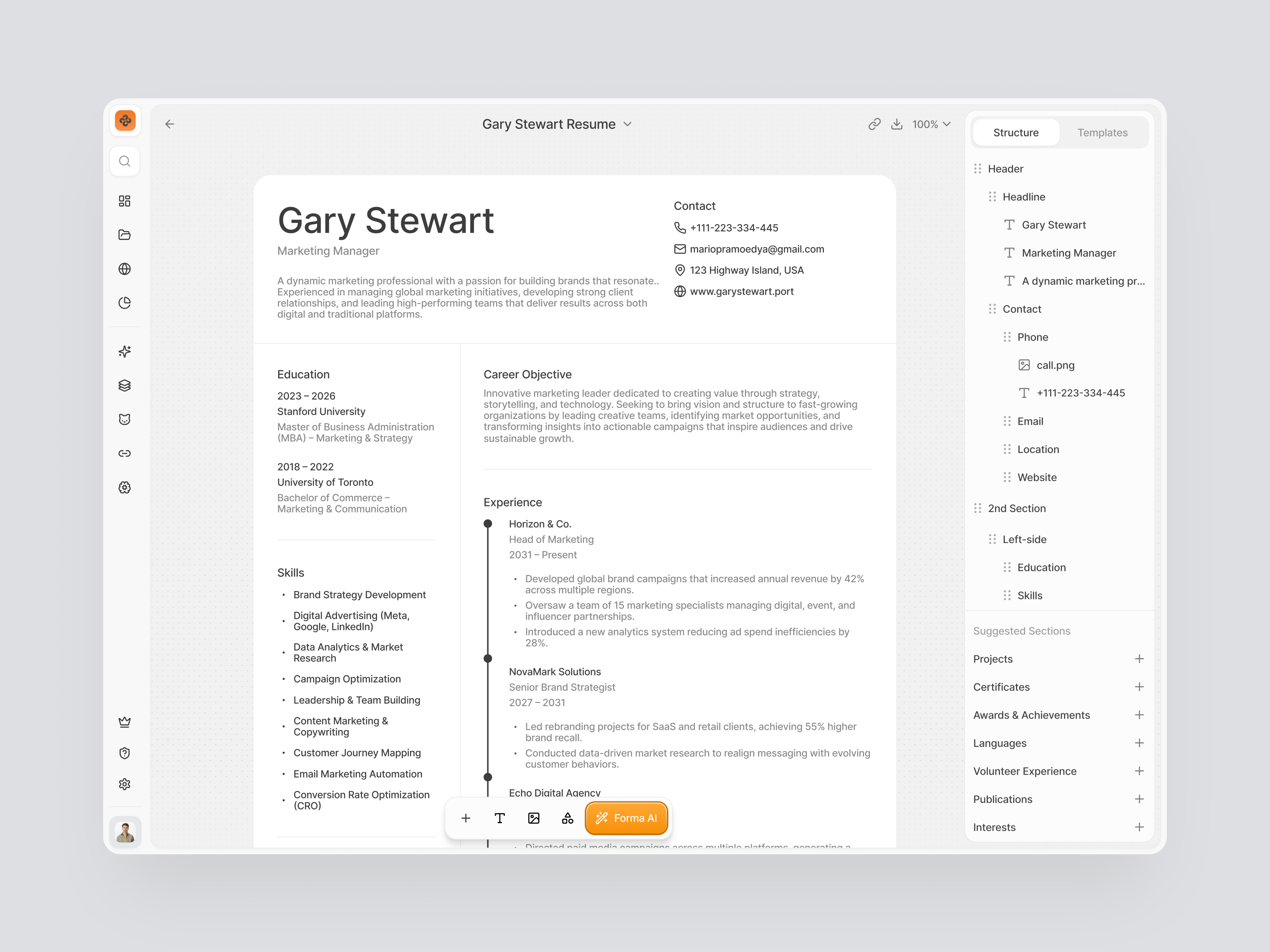 Forma - Resume Builder AI Dashboard [Resume Creation] by Ryan Indra for ...