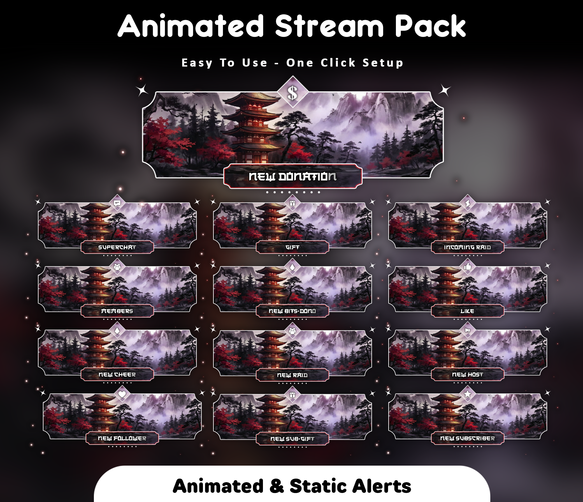 Samurai Moon Animated Stream Package Twitch Overlay,YouTube,Kick by ...