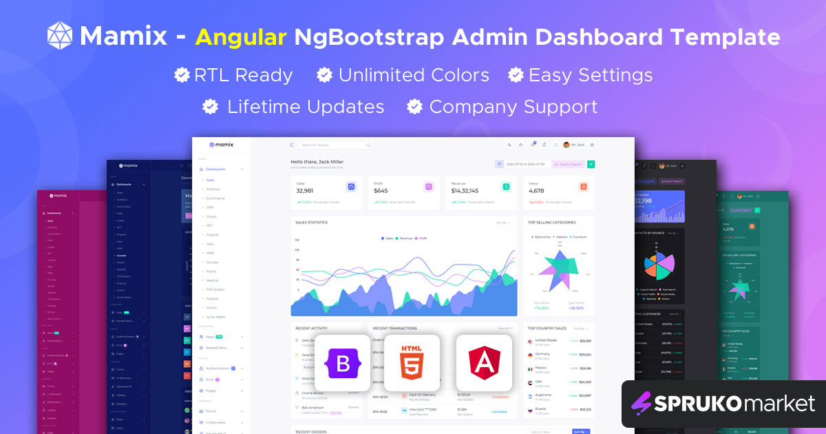 Mamix - Angular Ng Bootstrap Dashboard Template by SprukoMarket on Dribbble