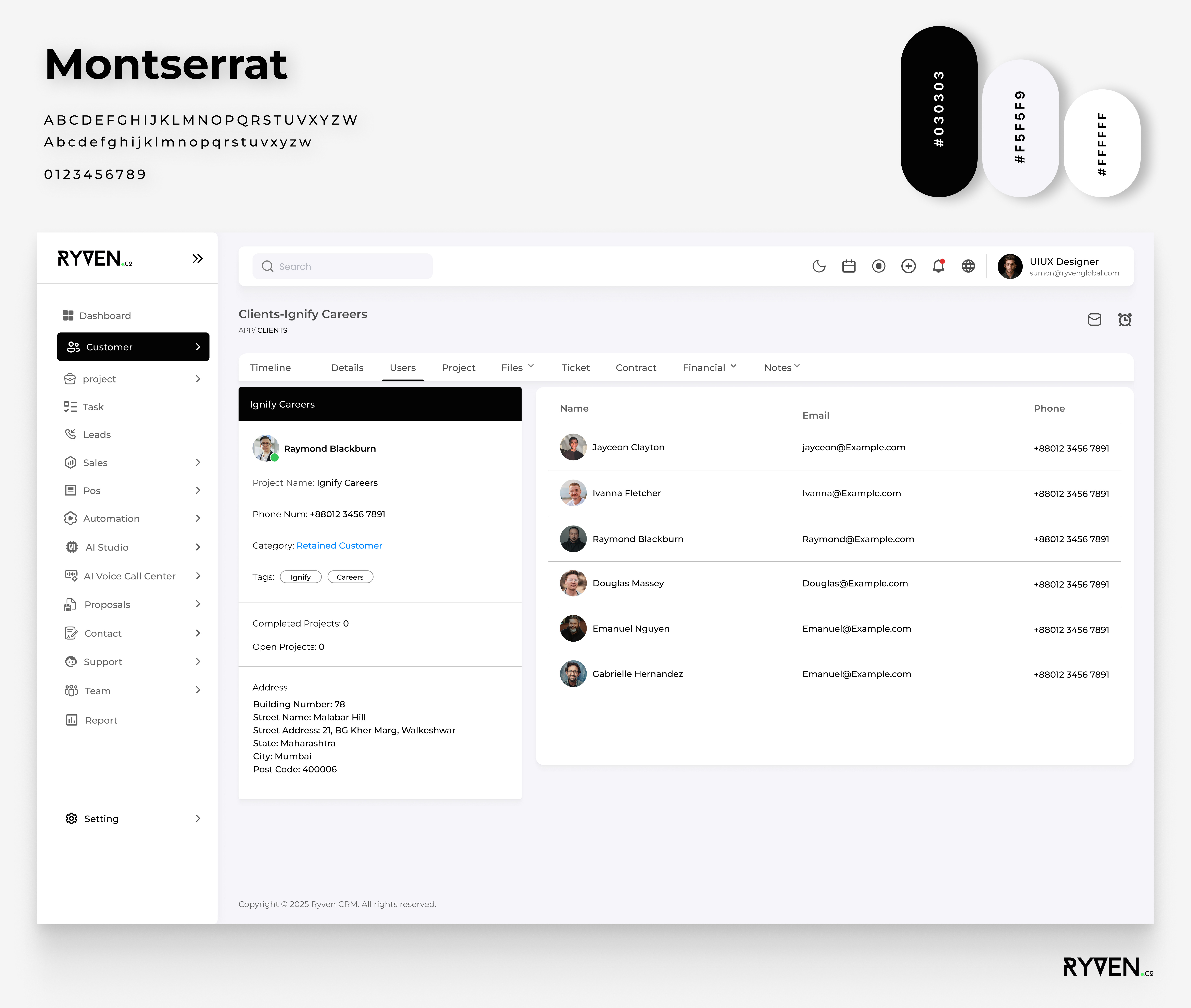 Ryven CRM — Client Management Dashboard UI by Ryven Global LLC on Dribbble