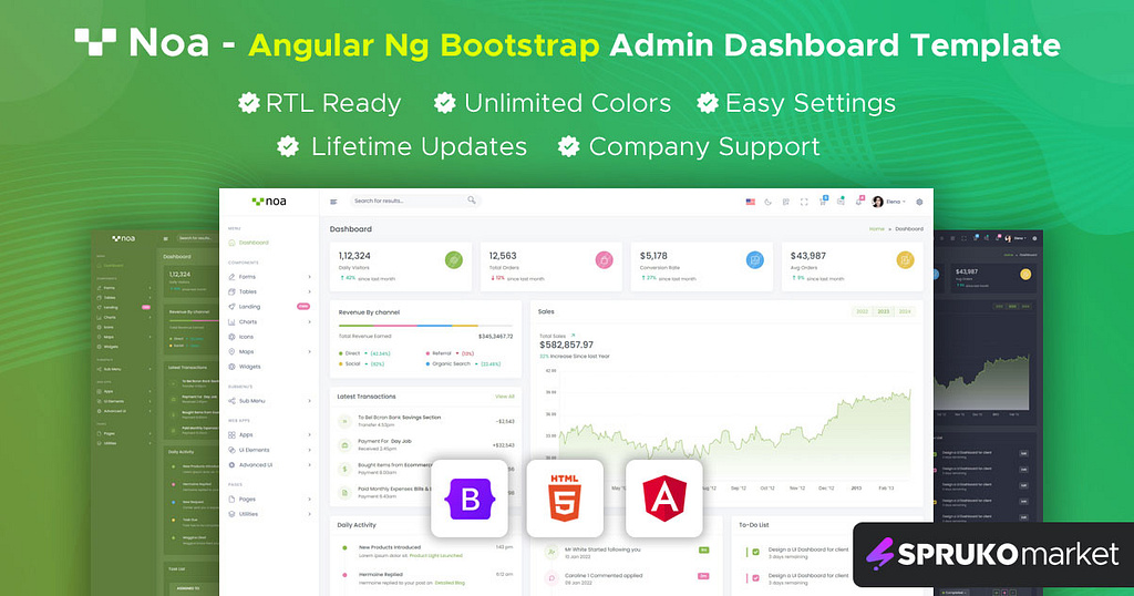 NOA - Angular Admin & Dashboard Template by SprukoMarket on Dribbble